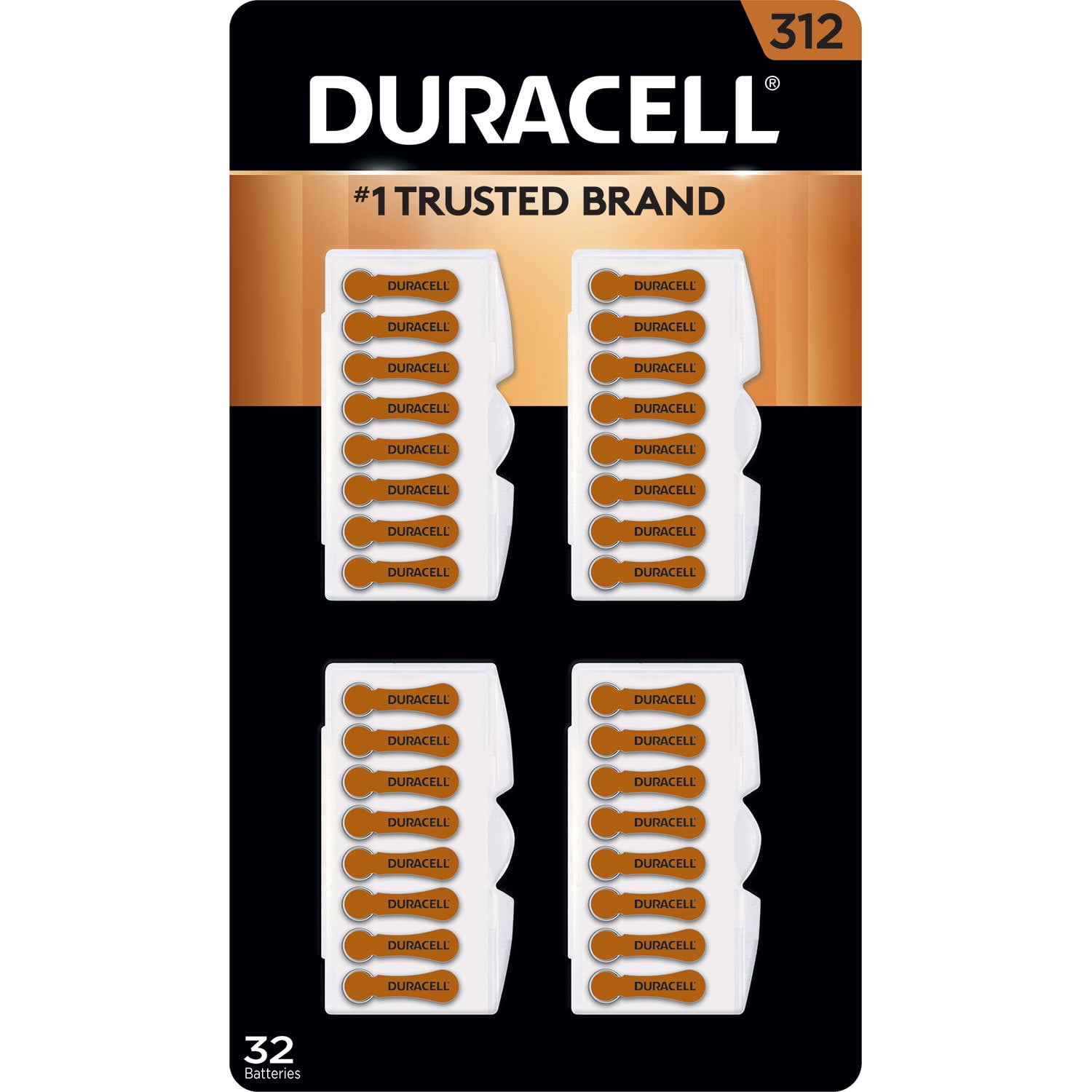 Duracell Hearing Aid Battery Size 312 Zinc, 32 Count, Long Tabs, 1.4 ...