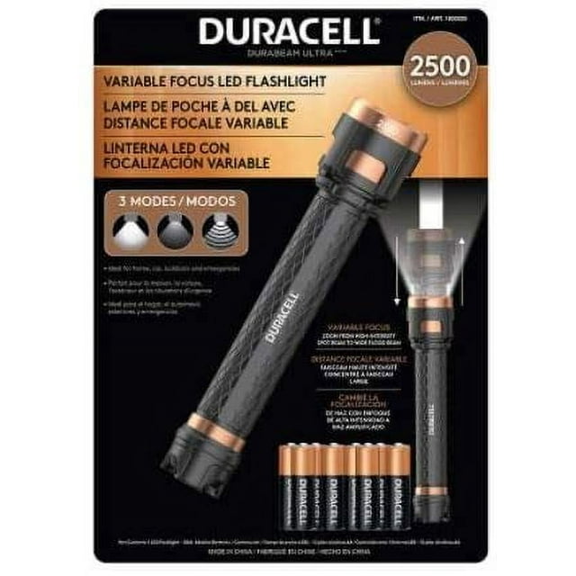 Duracell 2500 Lumens Variable Focus LED Flashlight w/AA Batteries ...