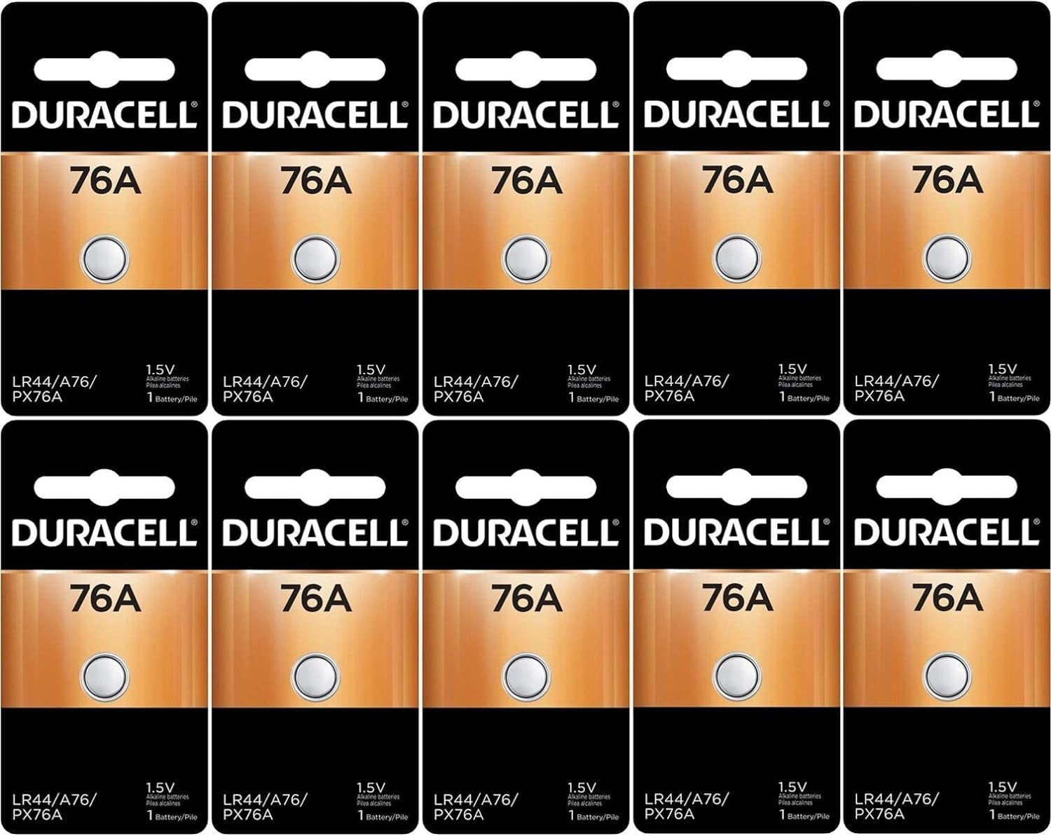 Duracell LR44 Duralock 1.5V Button Cell Battery 10 pack Exp. 2018 Or ...