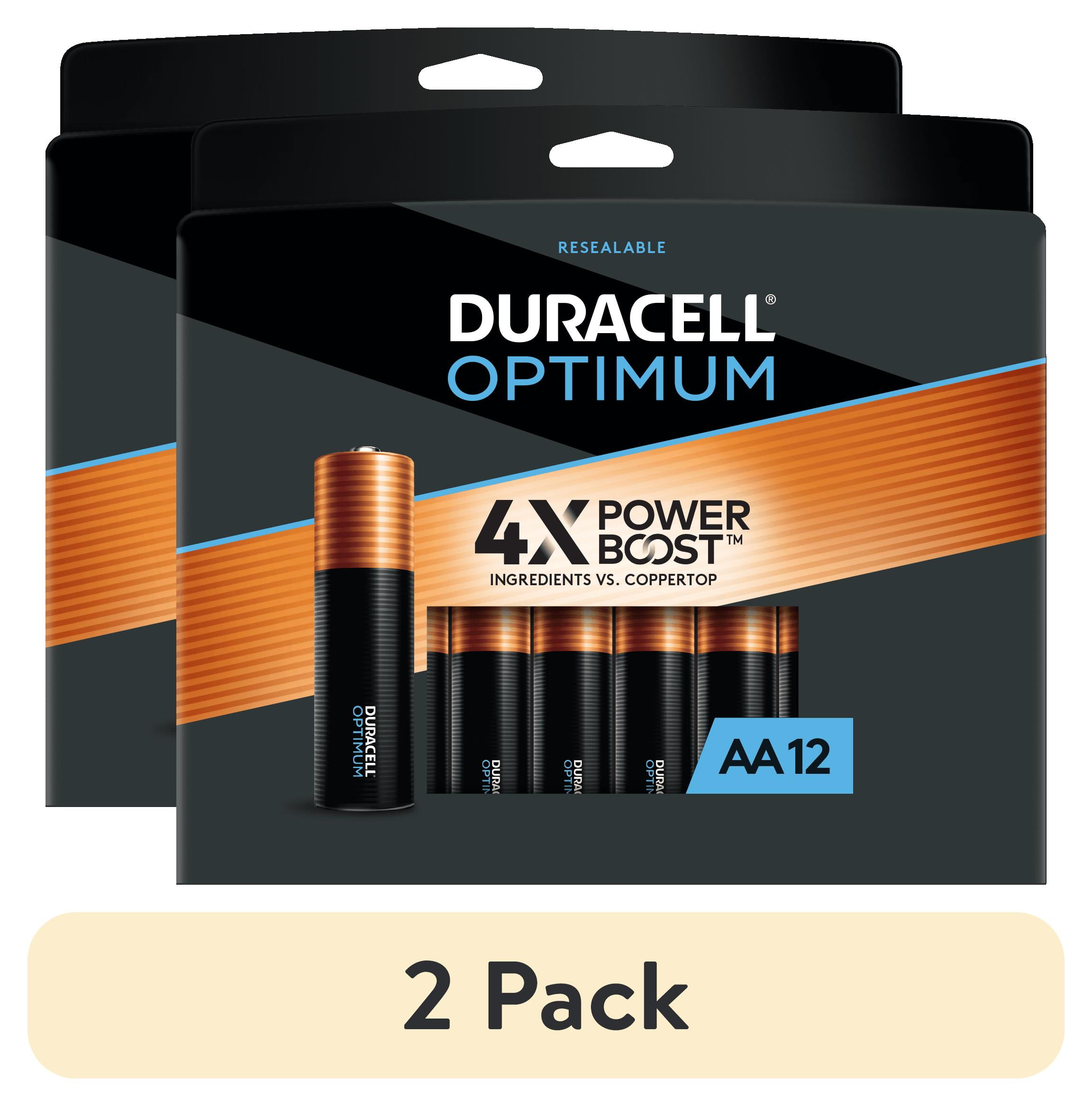 (2 pack) Duracell Optimum 1.5V Alkaline AA Batteries, Convenient ...