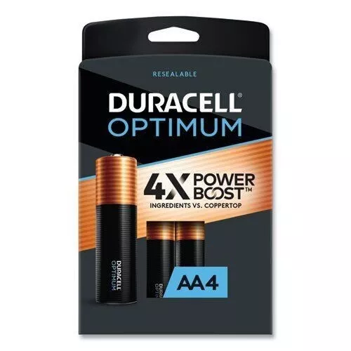 Duracell Optimum Batteries, AA, 1.5 V, 4 Batteries/Pack ...