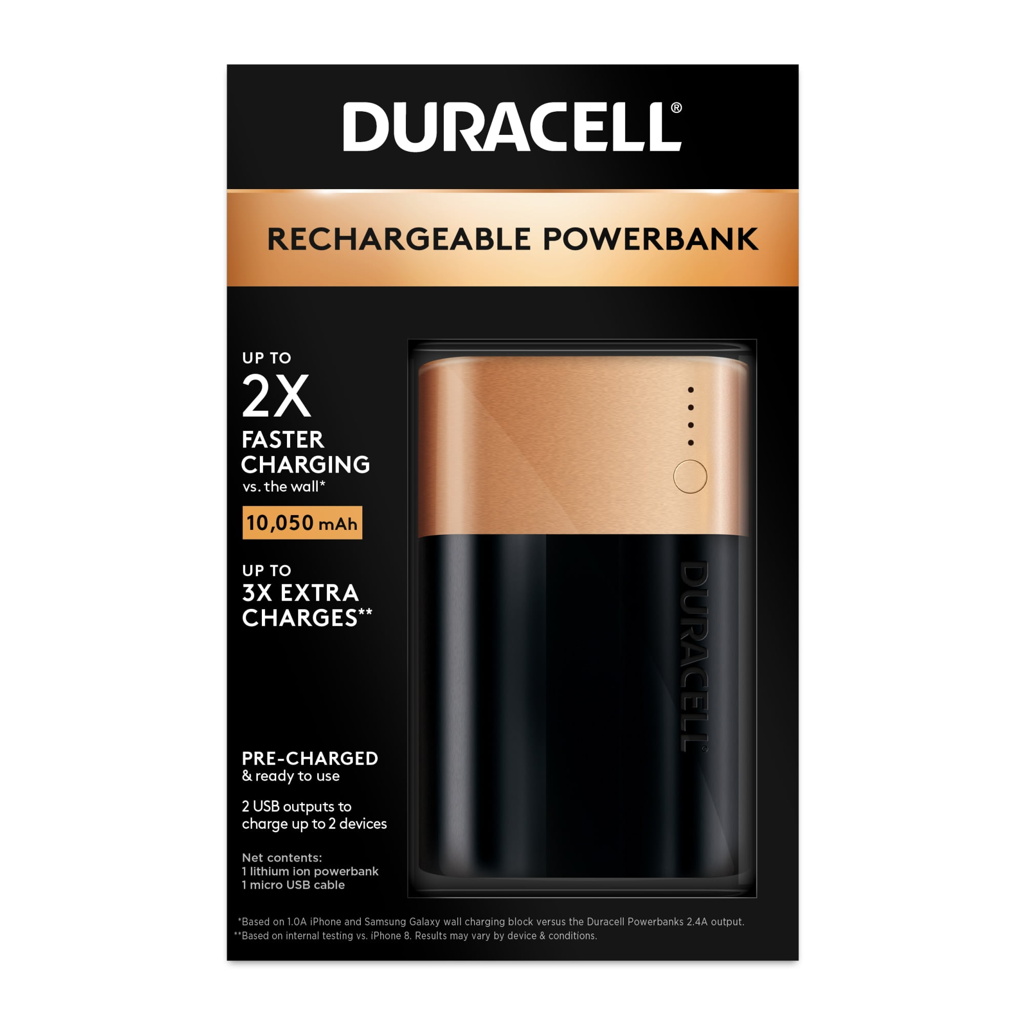 Duracell PB3x1HBX 10050mAh Dual USB Powerbank 5006562 - Walmart.com