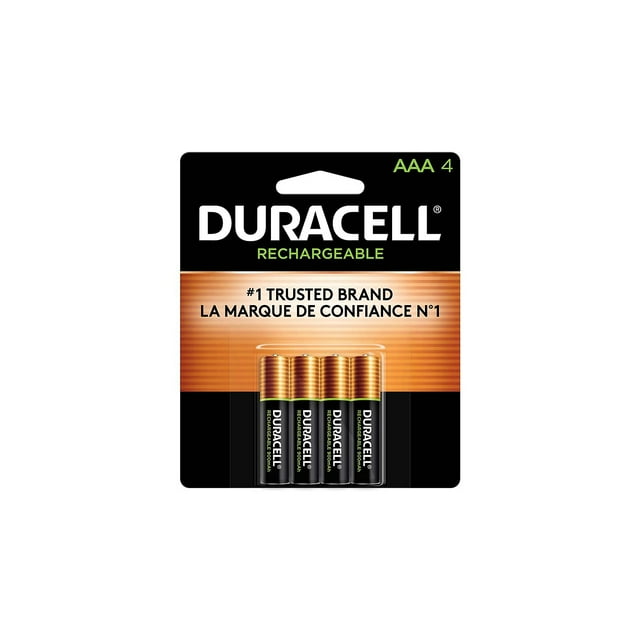 Duracell Long-Lasting 1.5V NiMH Rechargeable AAA Batteries, 4 Pack ...