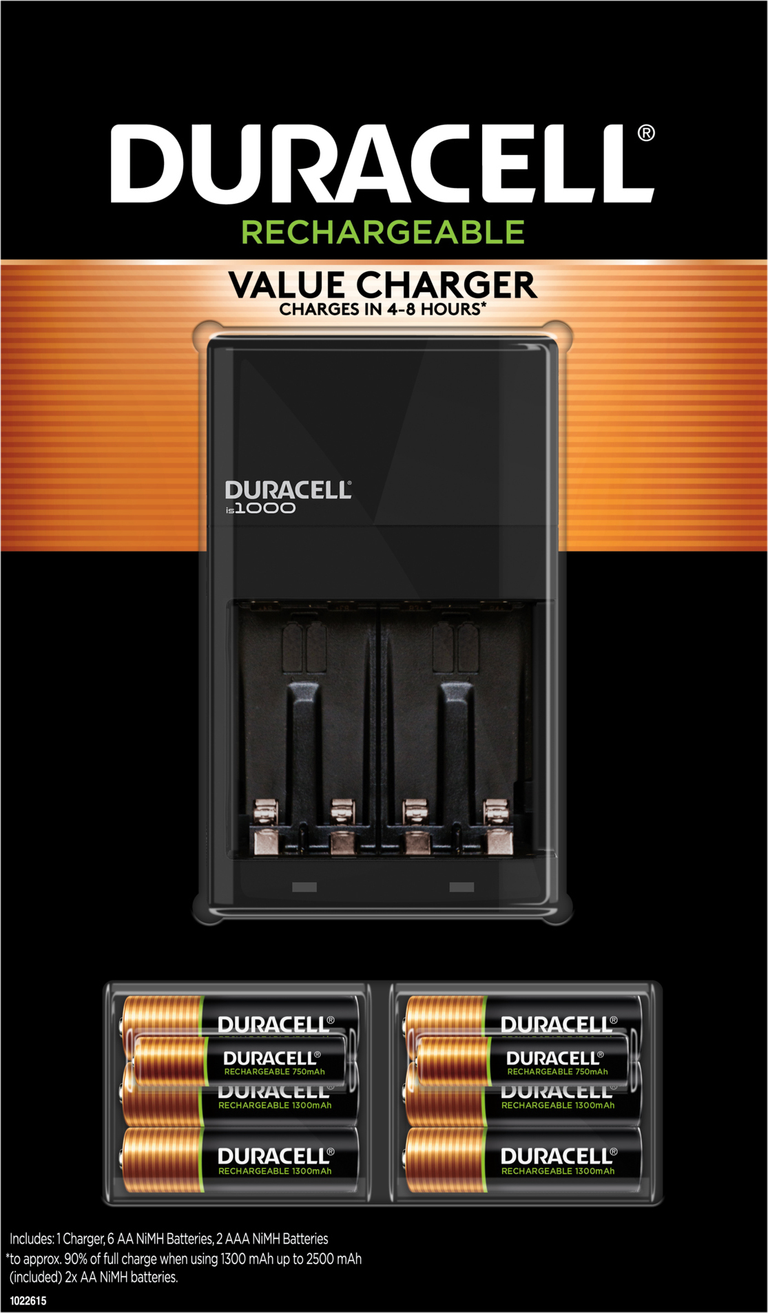 Duracell Rechargeable Value Charger with 6AA and 2 AAA NiMH Batteries ...