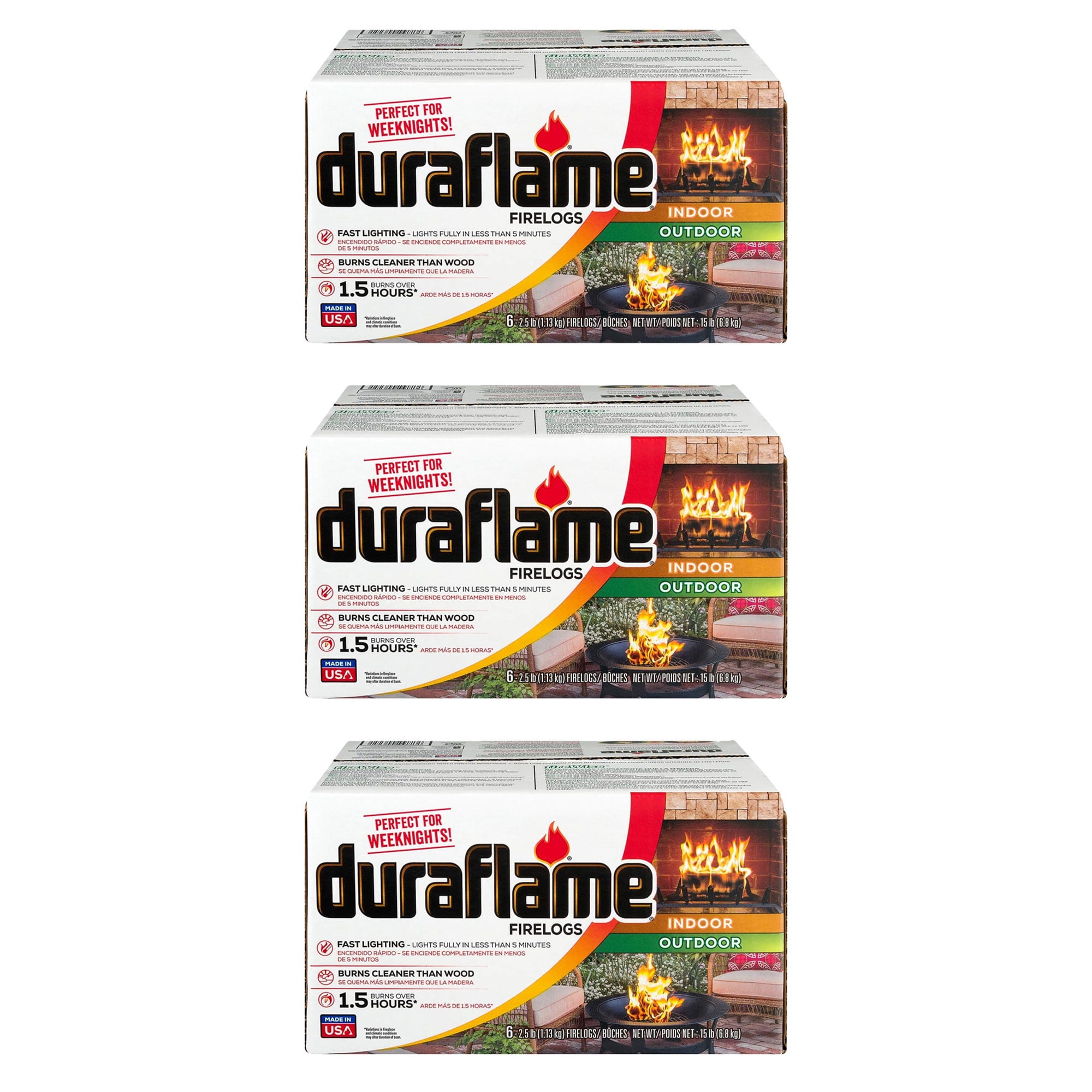 Duraflame 2.5lb Instant Firewood Logs, Bulk Pack of 18, Indoor ...