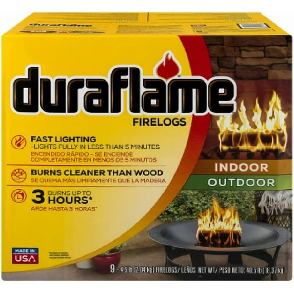 Duraflame, Fire Log, 9-Pack, Indoor Outdoor 4.5 lbs. - Walmart.com