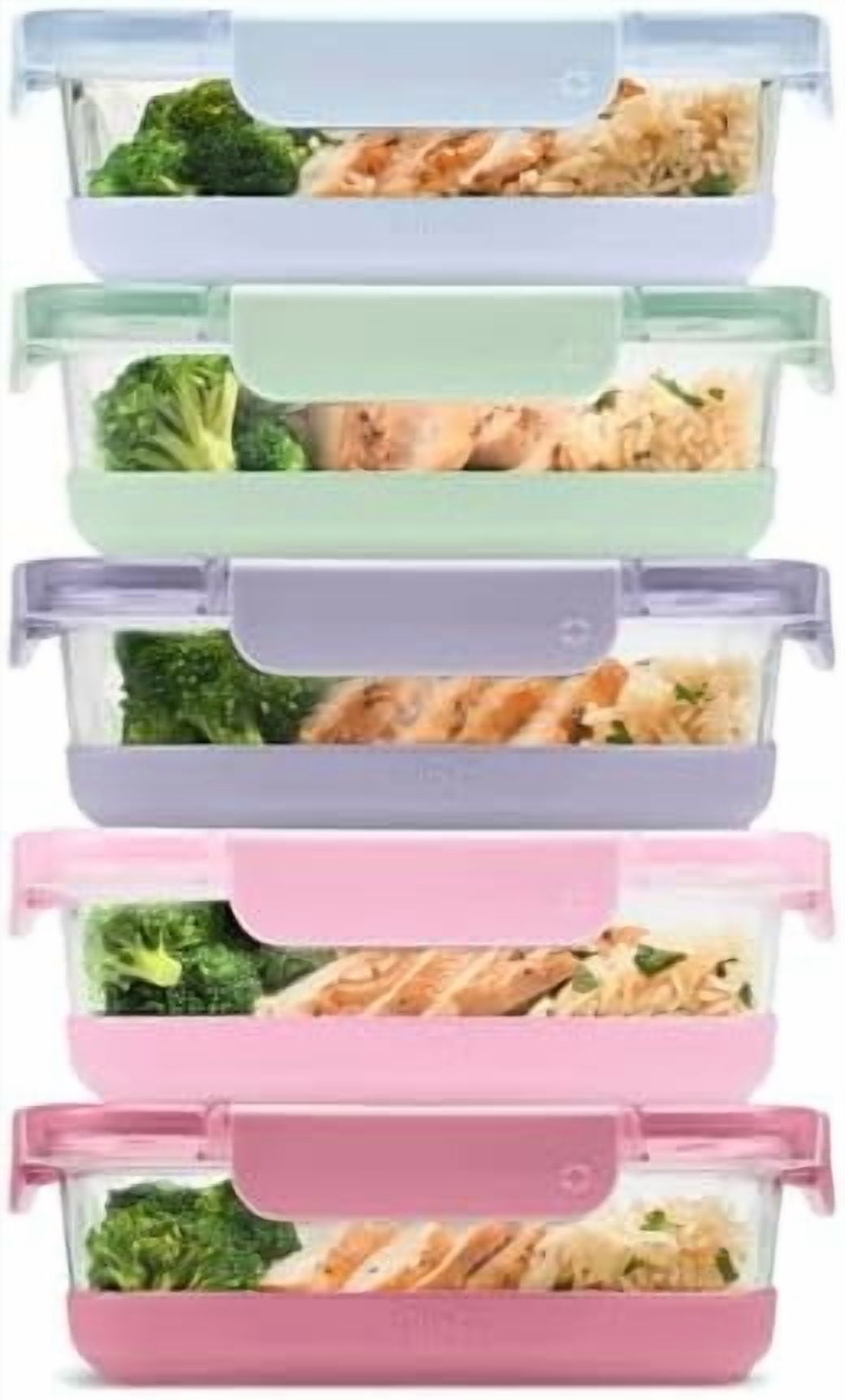 Duraglass Refresh 3.4 Cup Meal Prep Sets 10Pc, 5 Pack Set- Glass Food ...