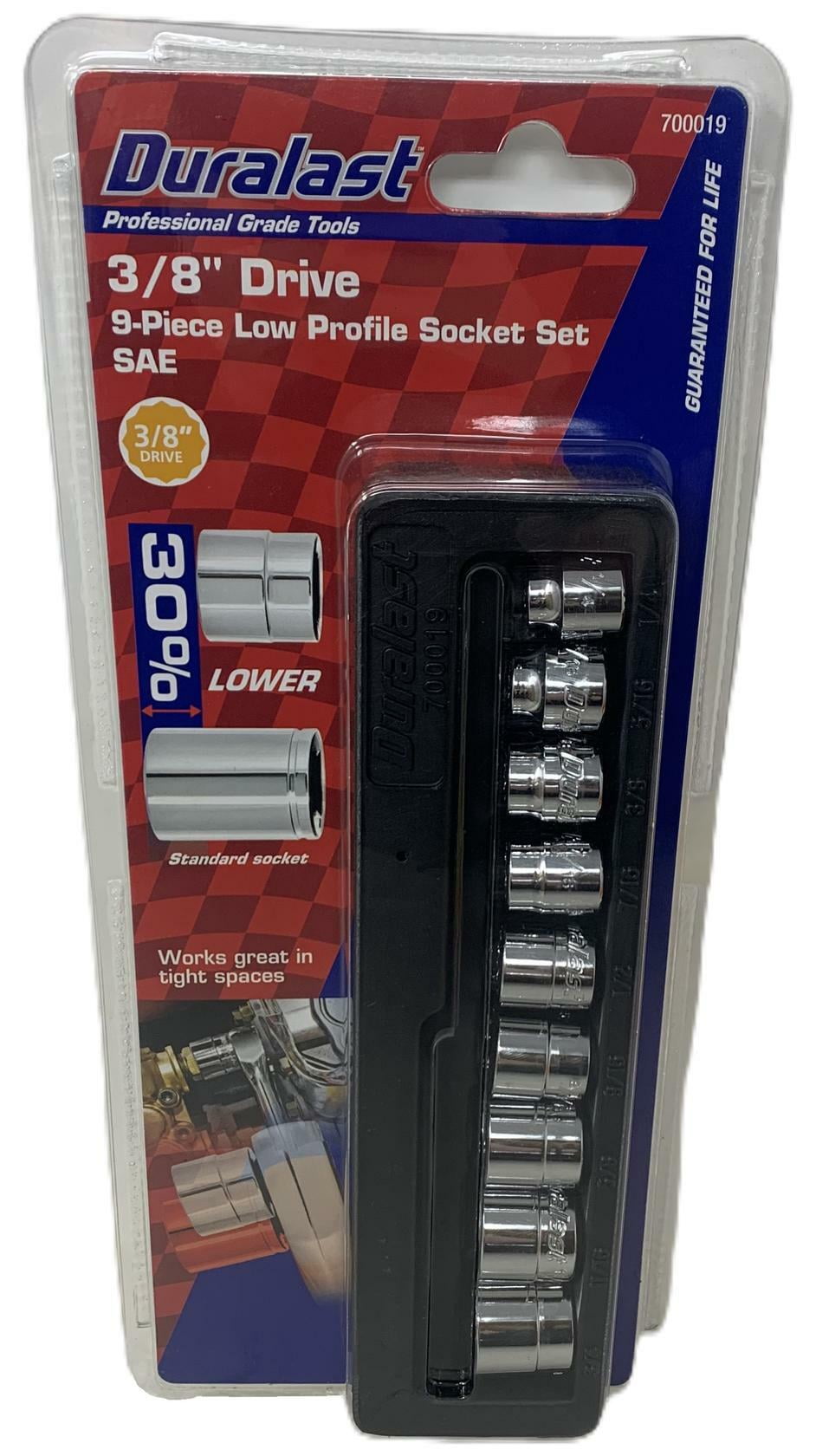 Duralast 9-Piece Low Profile Socket Set (700019) - 3/8 Inch Drive, SAE ...