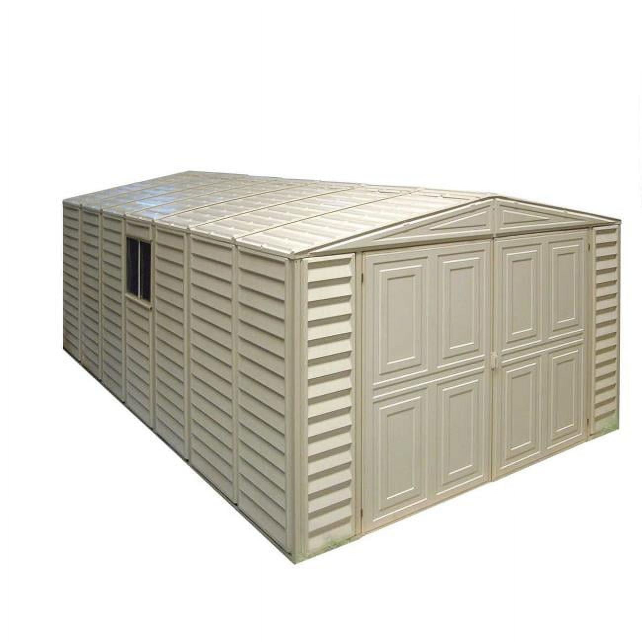 Duramax WoodBridge Vinyl Garage 10.5'x18' - Lawn Mower Shed, Tractor ...