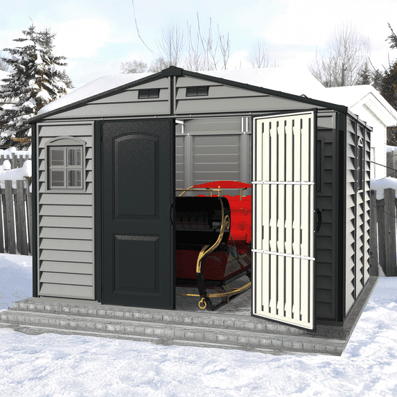 Duramax 10x8' Woodside Plus Vinyl Shed, All Weather Durable Outdoor ...