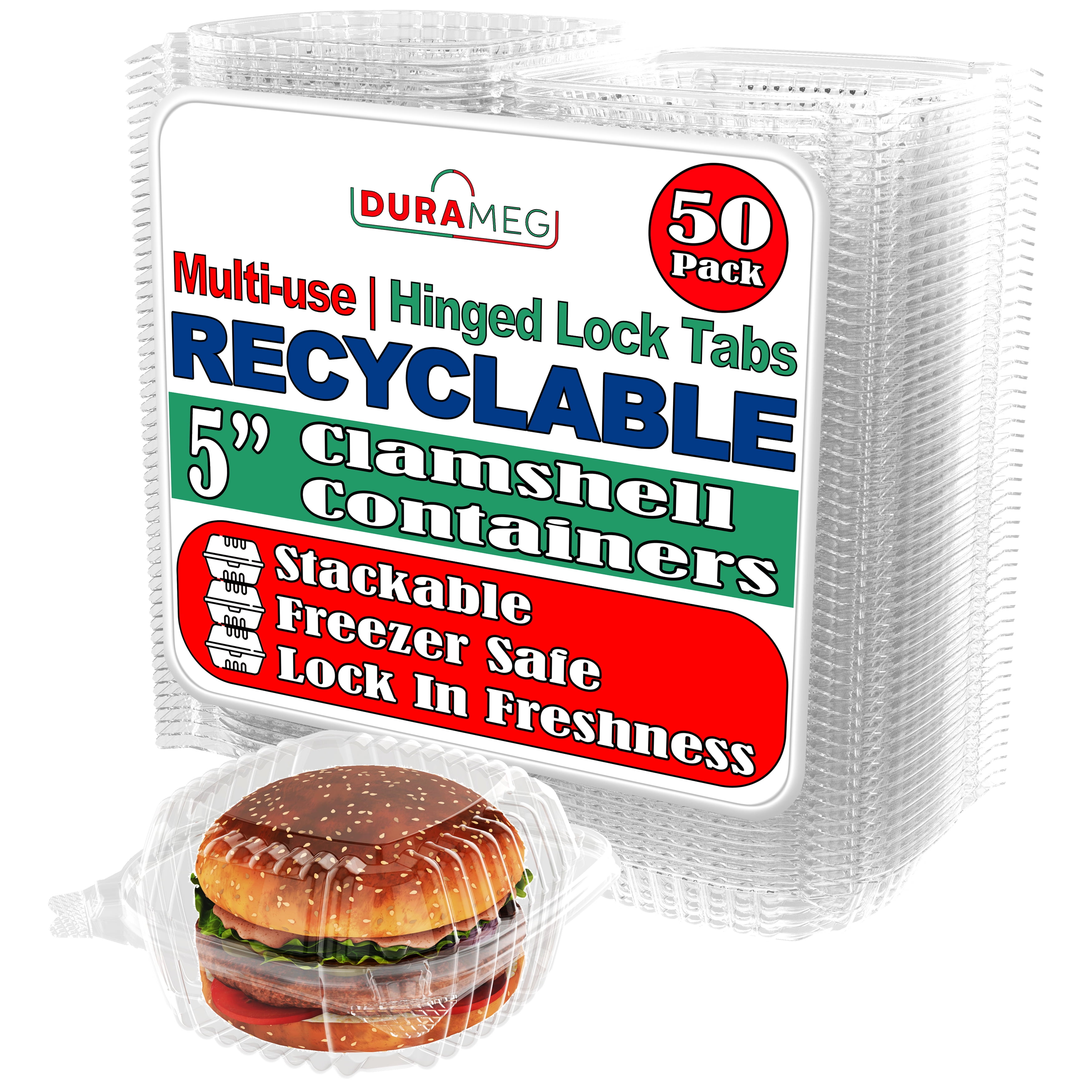 Durameg Disposable Food Service Clamshell Containers, Restaurant Deli ...