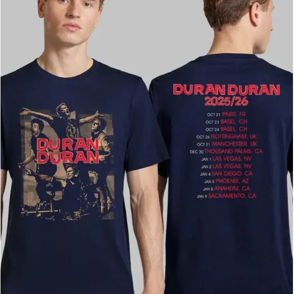 Duran Duran Europe 2025 2026 Navy Collage Bandshot Tour T-Shirt ...