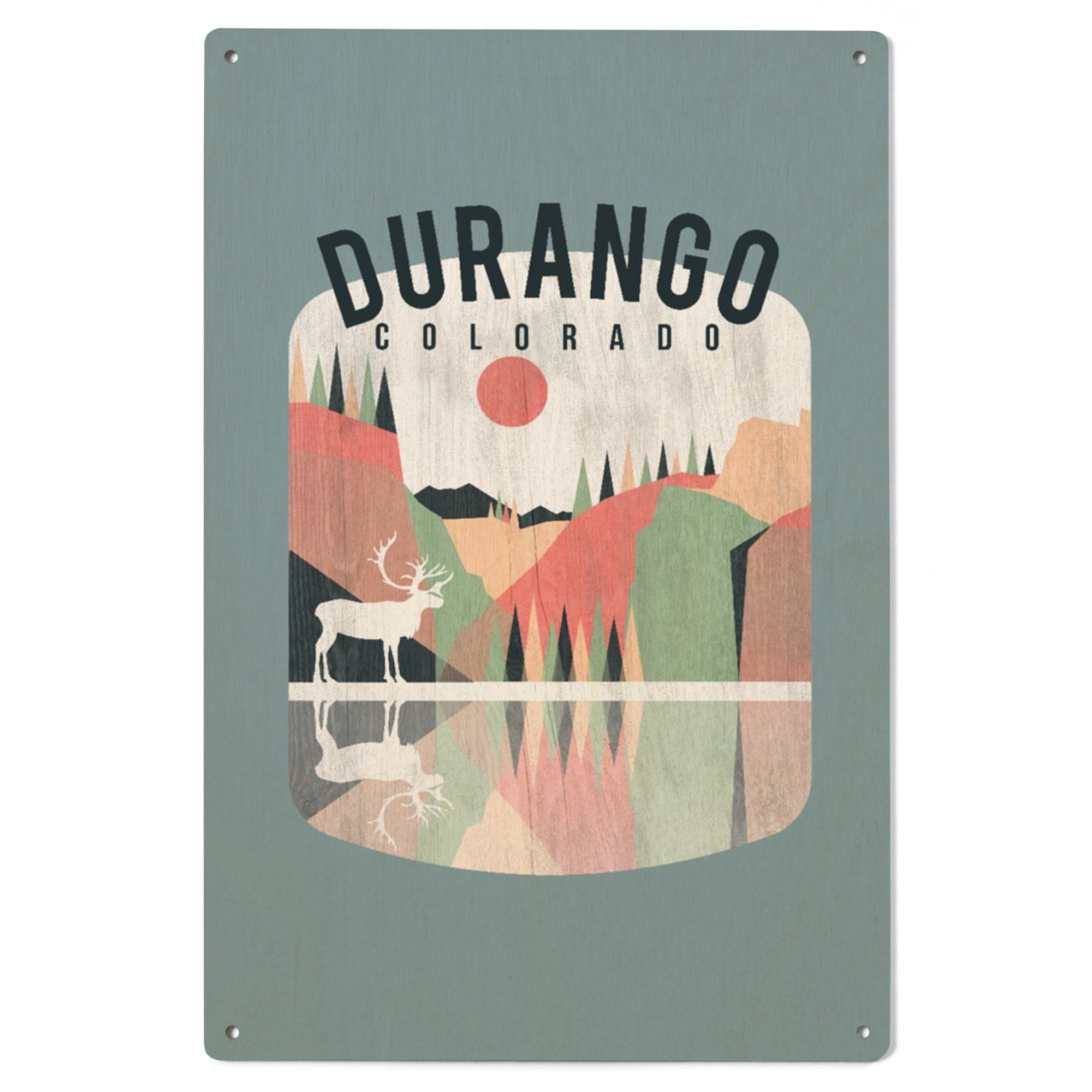Durango, Colorado, Elk, Geometric Opacity, Contour Birch Wood Wall Sign ...