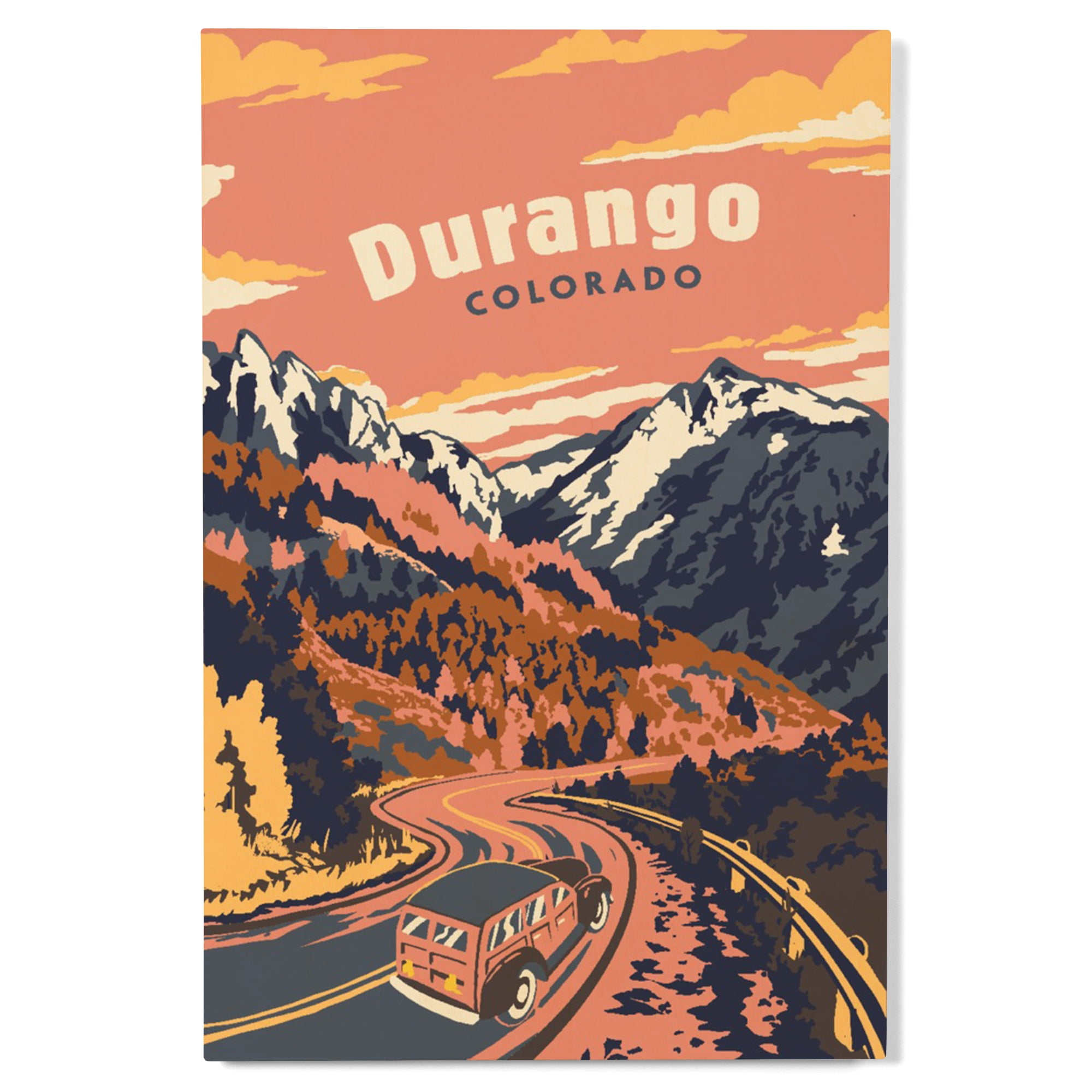 Durango, Colorado, Explorer Series Birch Wood Wall Sign (12x18 Rustic ...