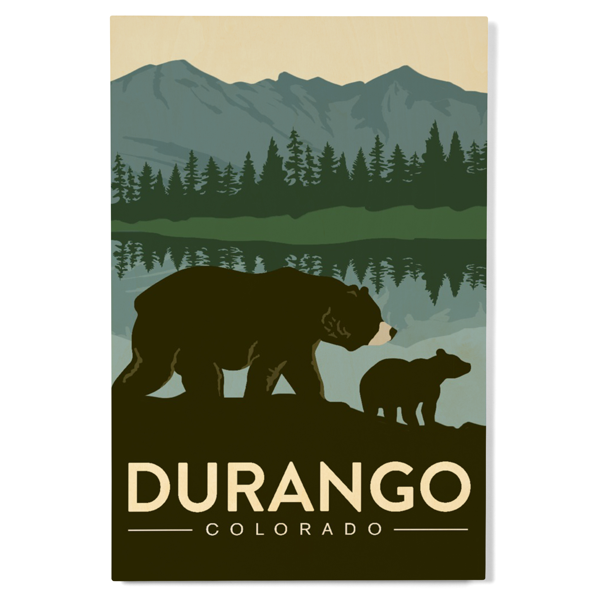 Durango, Colorado, Grizzly Bear and Cub Birch Wood Wall Sign (12x18 ...
