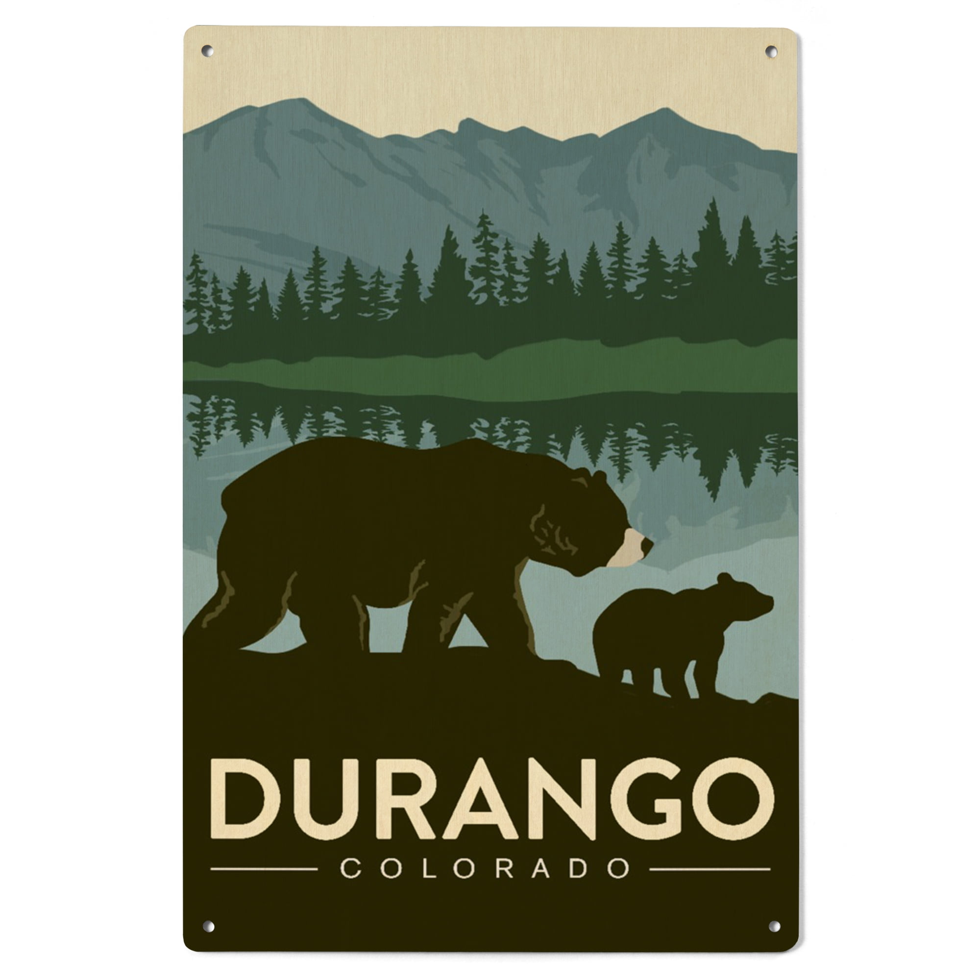 Durango, Colorado, Grizzly Bear and Cub Birch Wood Wall Sign (6x9 ...