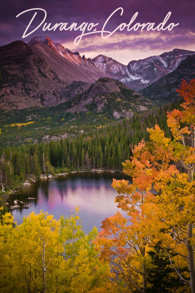 Durango, Colorado, Purple Sky and Lake (16x24 Giclee Gallery Art Print ...