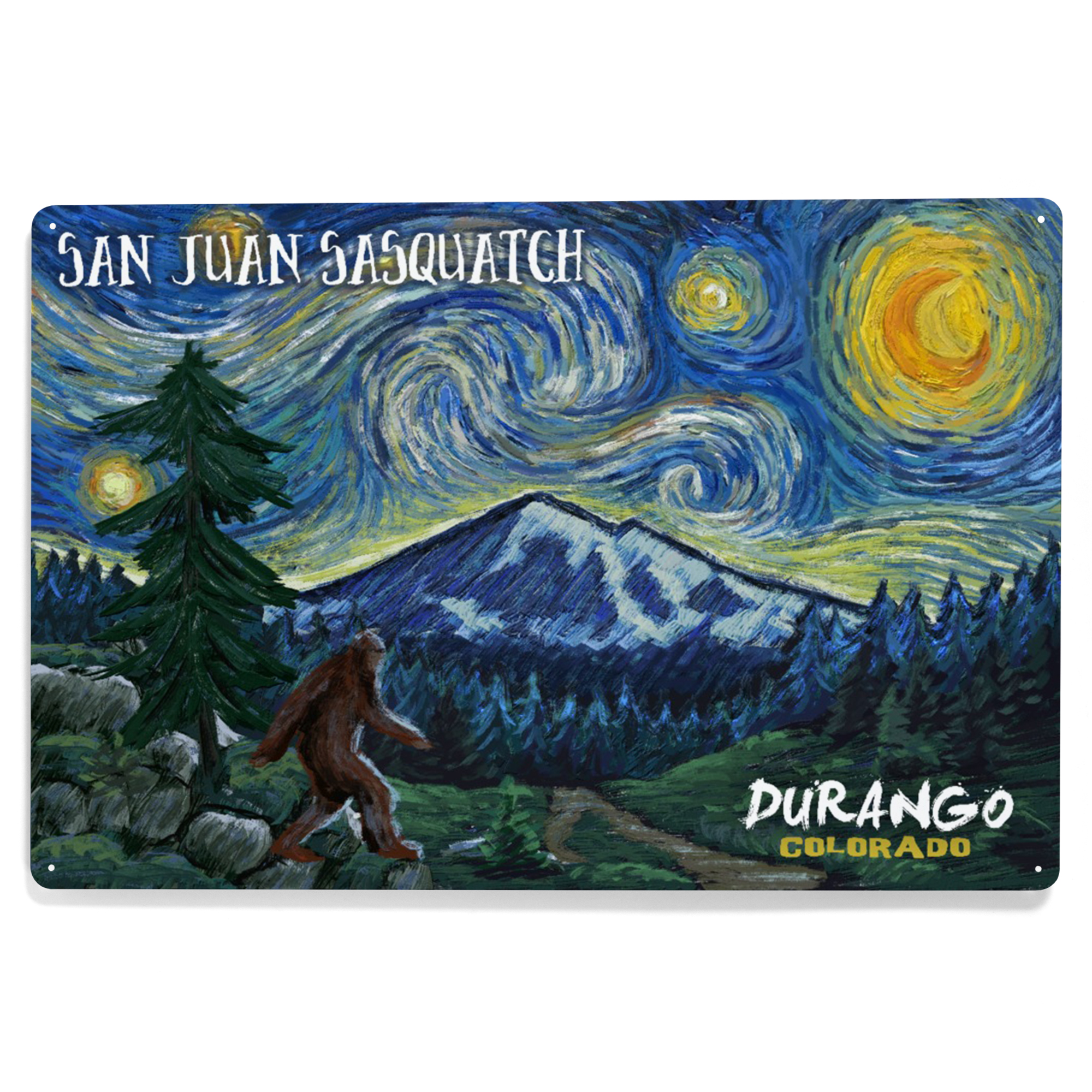 Durango, Colorado, San Juan Sasquatch, Starry Night (12x18 Aluminum Art ...