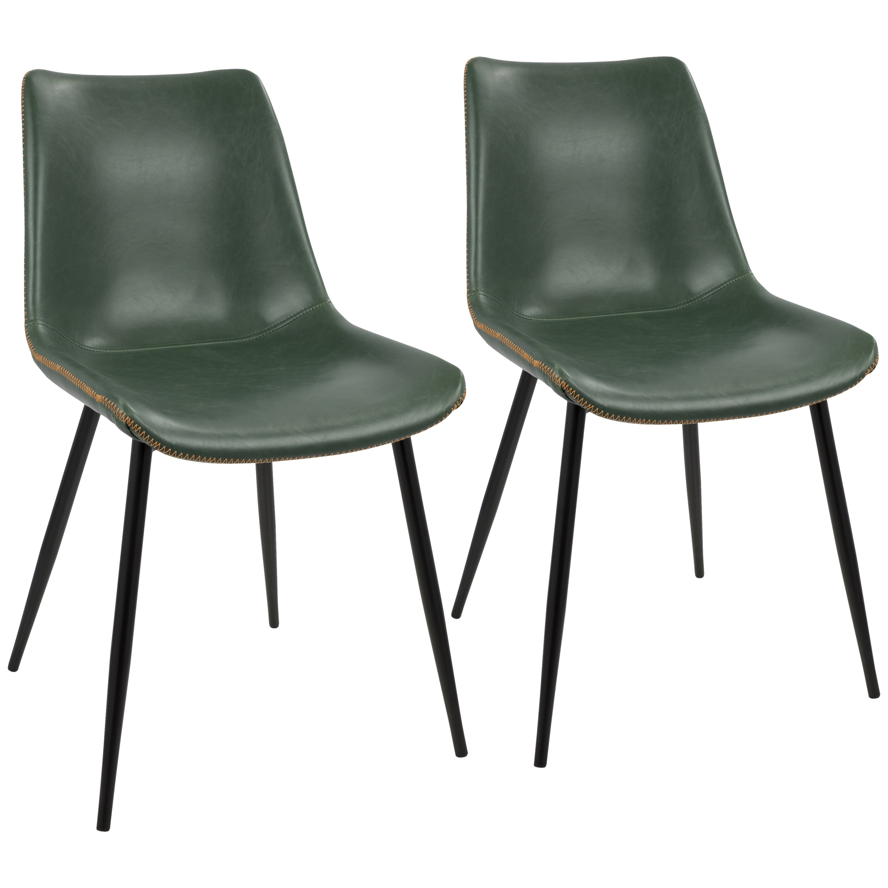 Durango Industrial Dining Chairs (Set of 2) - Green Faux Leather, Black ...