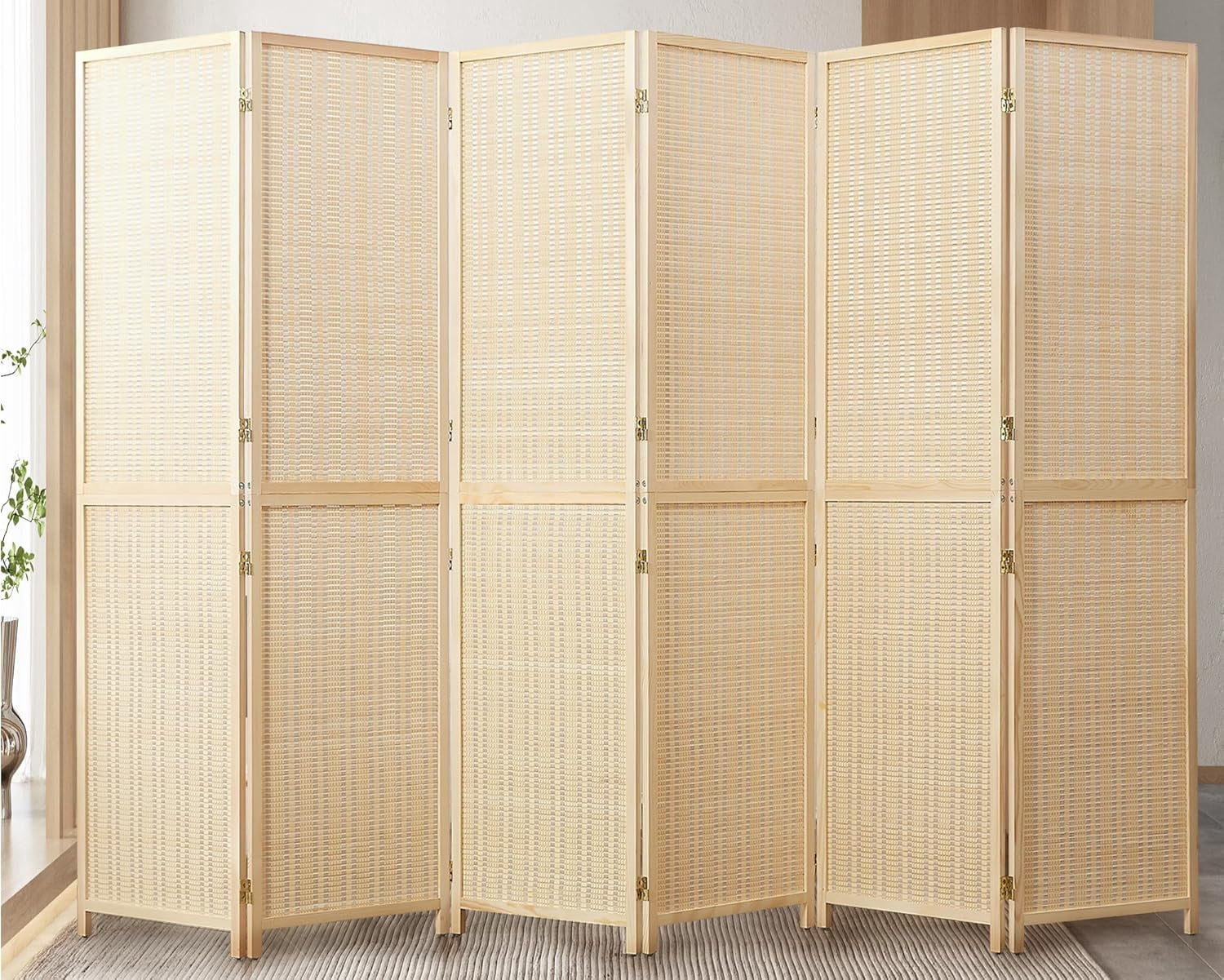 Duraspace 6 Panel Bamboo Room Divider, 5.6ft Tall Folding Privacy ...