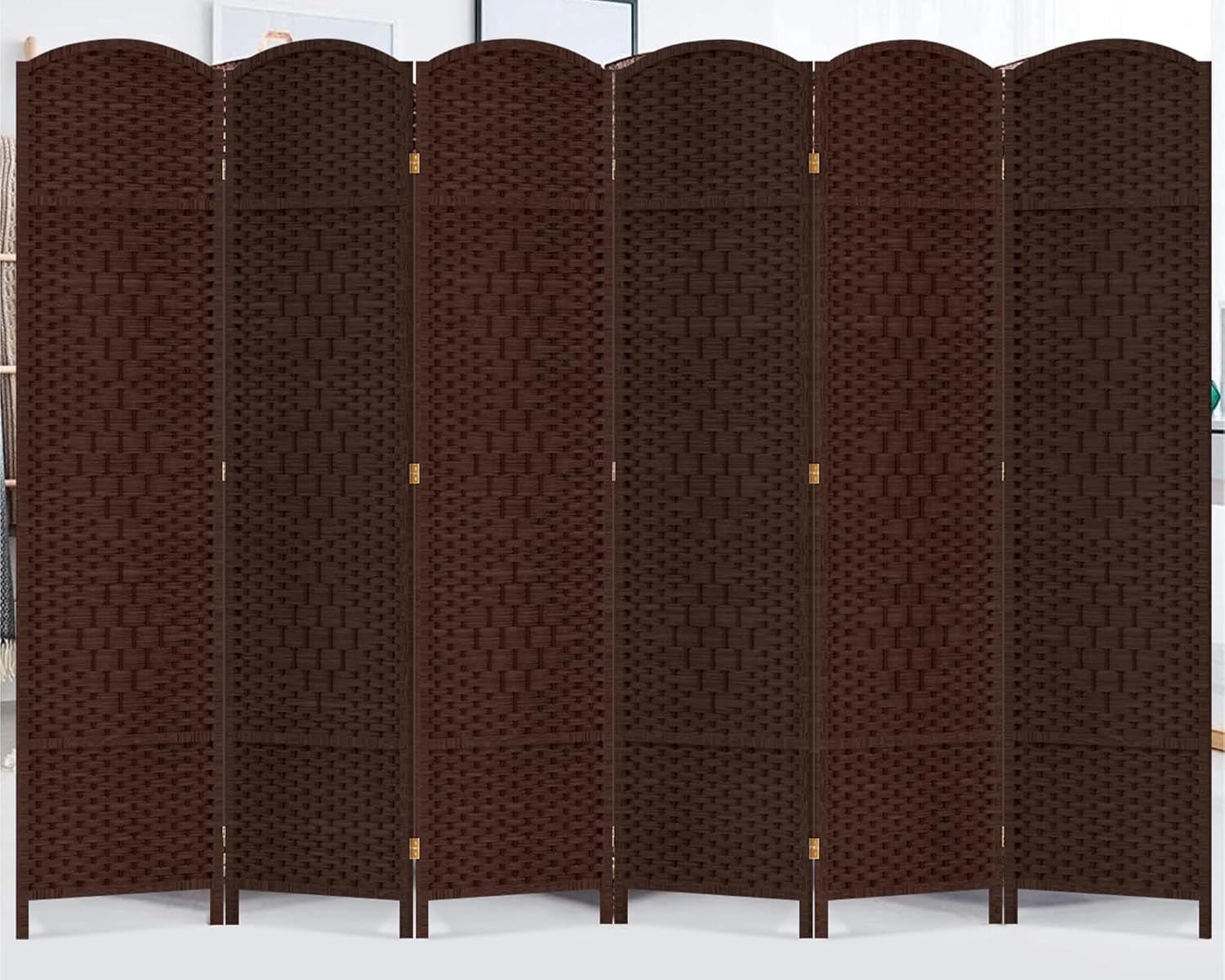 Duraspace 6 Panels Room Divider 6 FT Tall Weave Fiber Freestanding ...
