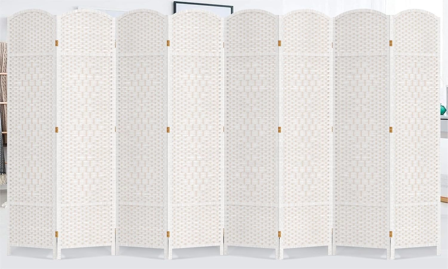 Duraspace 8 Panels Room Divider 6 FT Tall Weave Fiber Privacy Screen ...