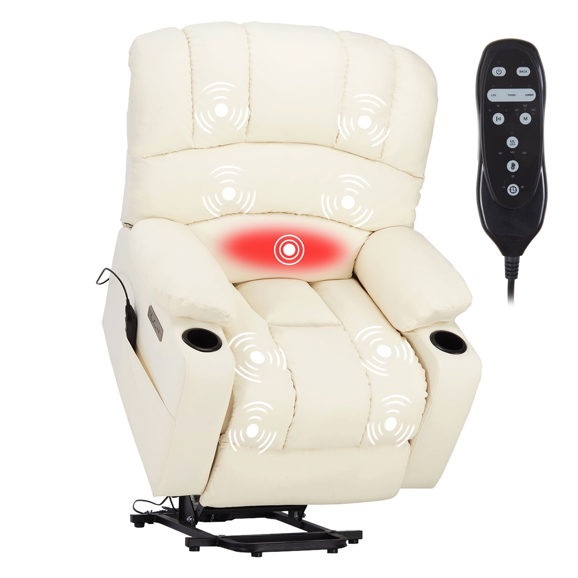 Electric Power Lift Massage Recliner with Heat, Vibration, USB, Timer ...