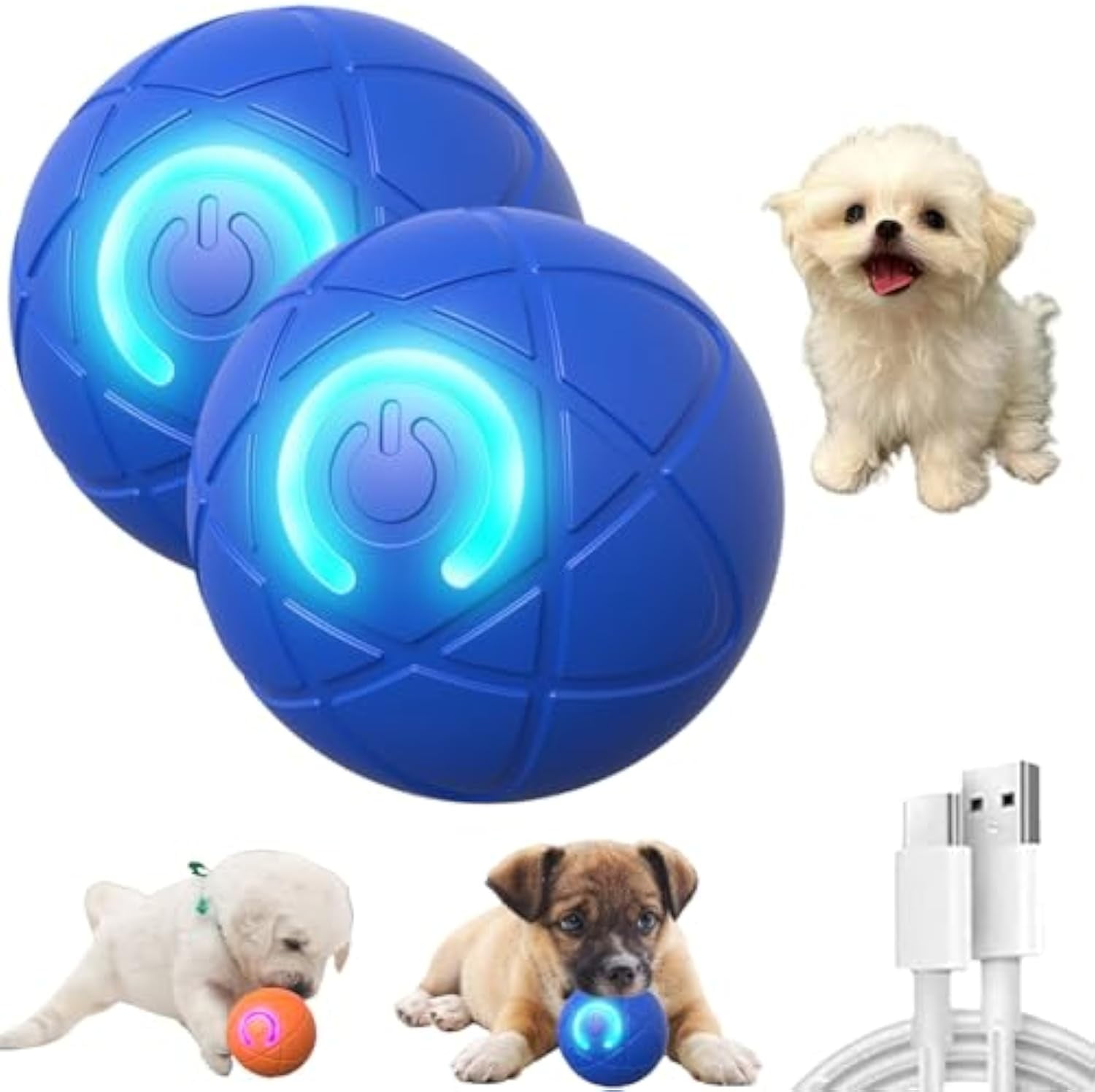 Duraspin Dog Ball, Smart Jumping Ball Dog Toy USB Rechargeable ...