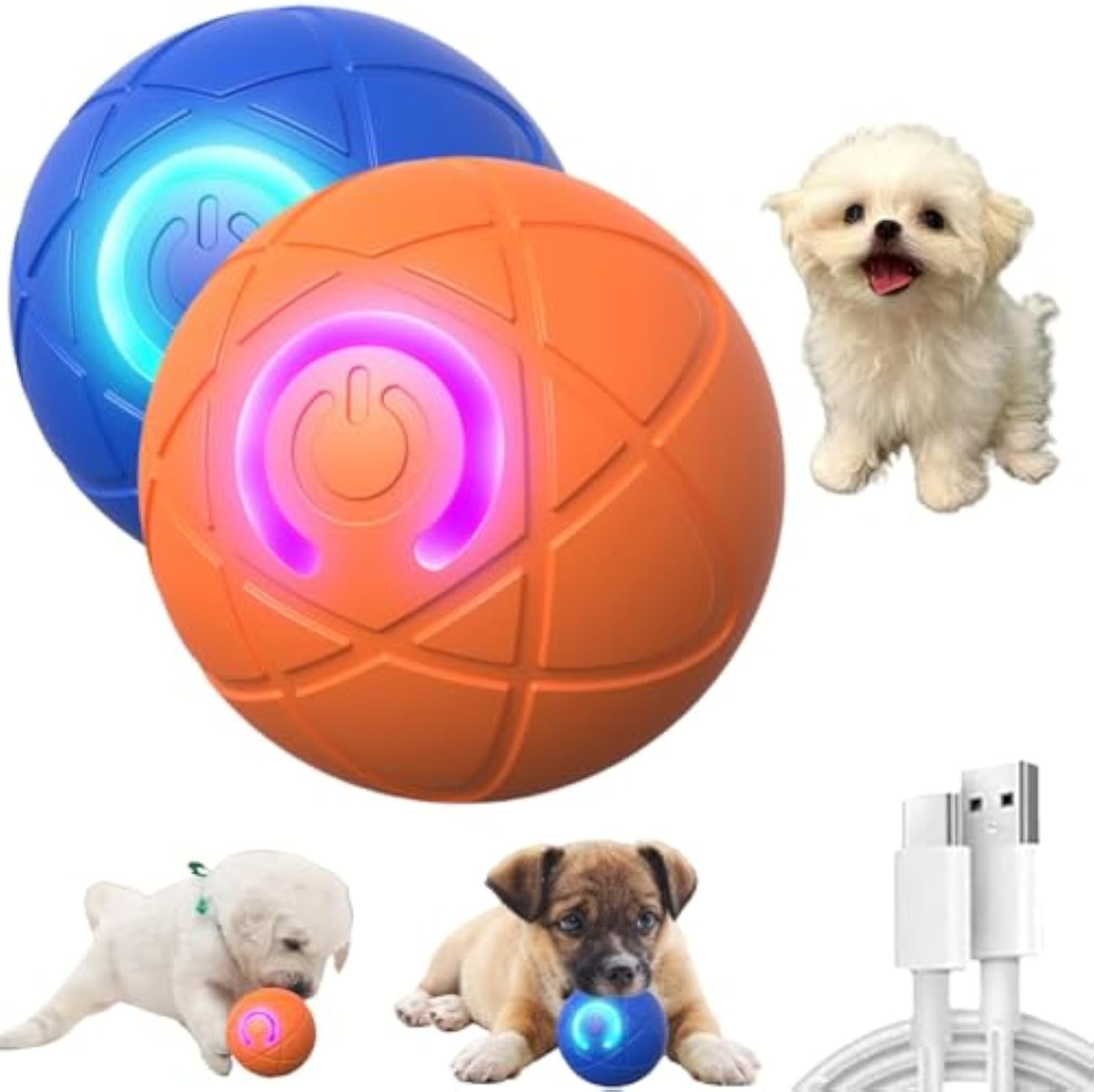 Duraspin Dog Ball, Smart Jumping Ball Dog Toy USB Rechargeable ...