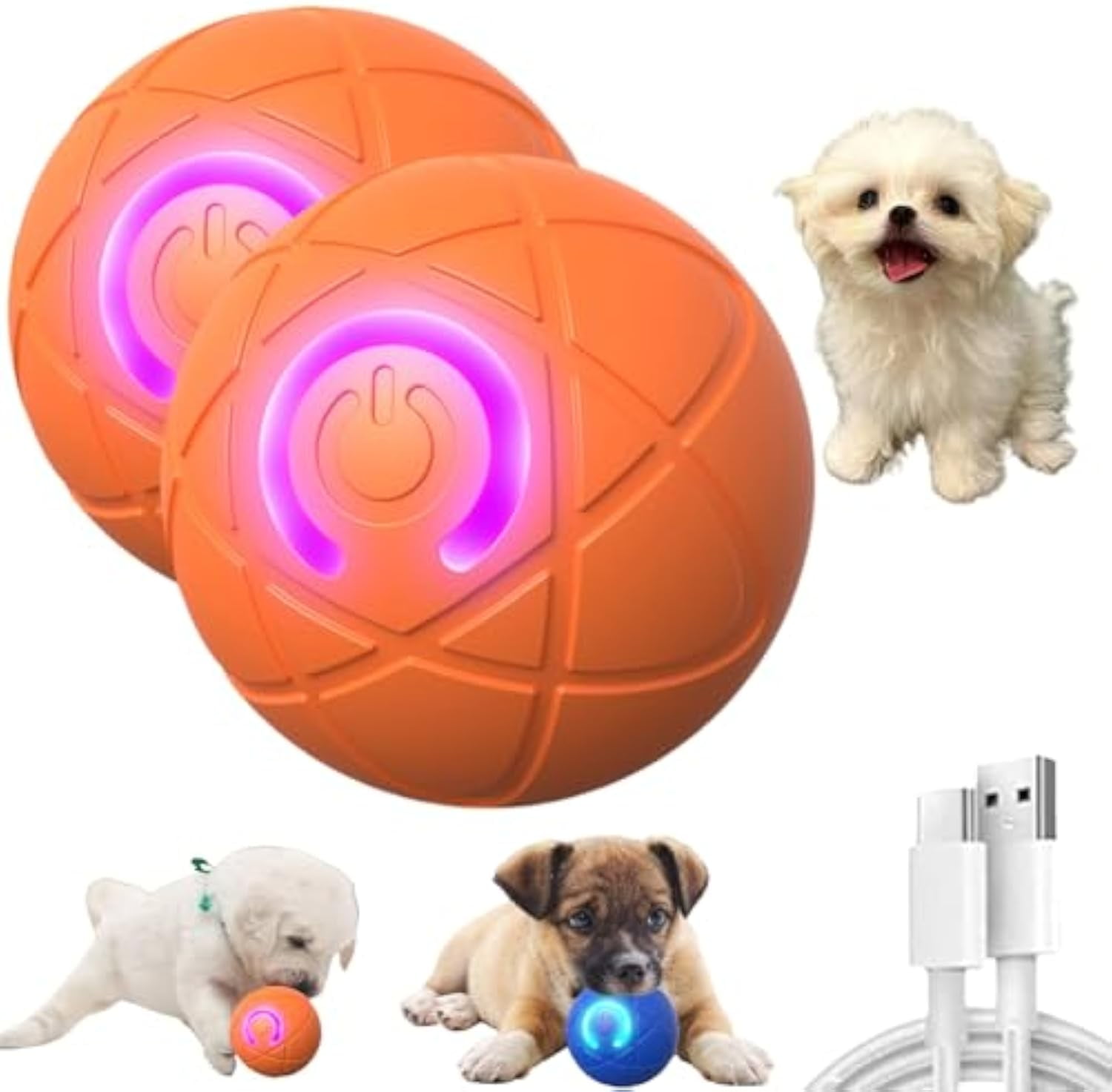 Duraspin Dog Ball, Smart Jumping Ball Dog Toy USB Rechargeable ...