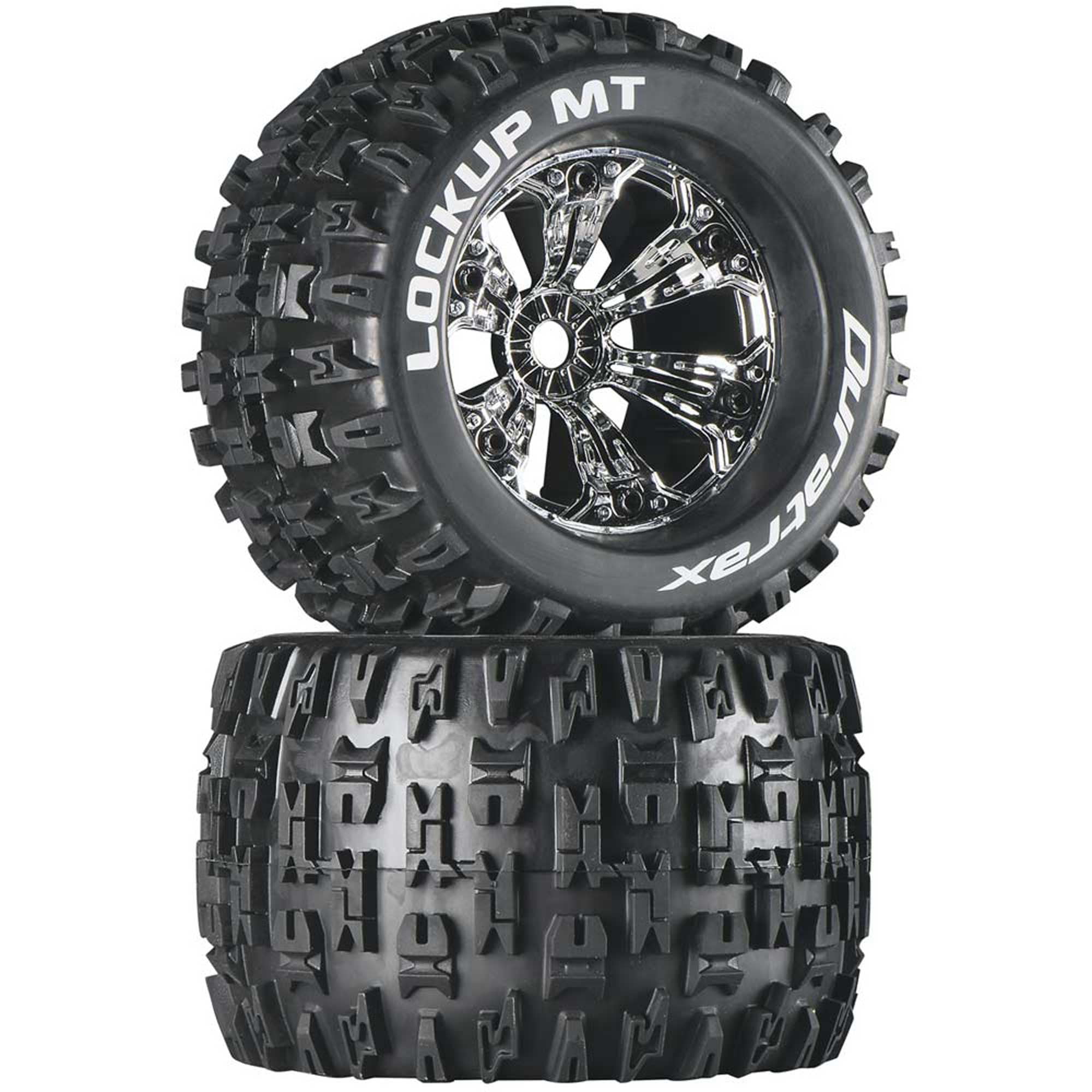 Duratrax Lockup MT 3.8 Mounted 1/2 Offset Chrome 2 DTXC3581 RC Tire ...