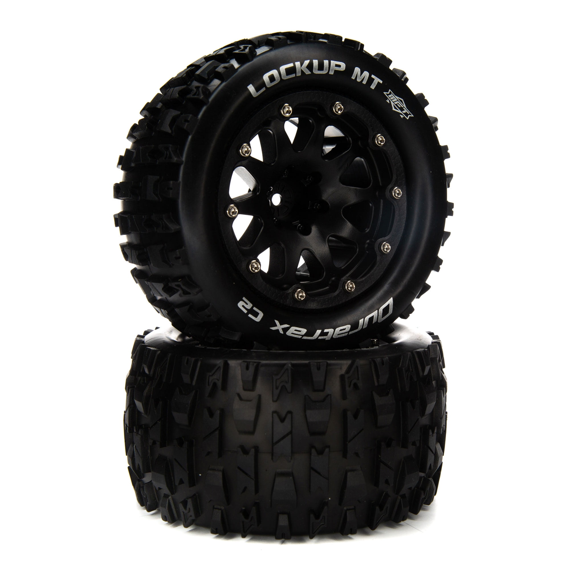 Duratrax Lockup MT Belted 2.8" Mounted Front/Rear Tires 14mm Black 2 ...