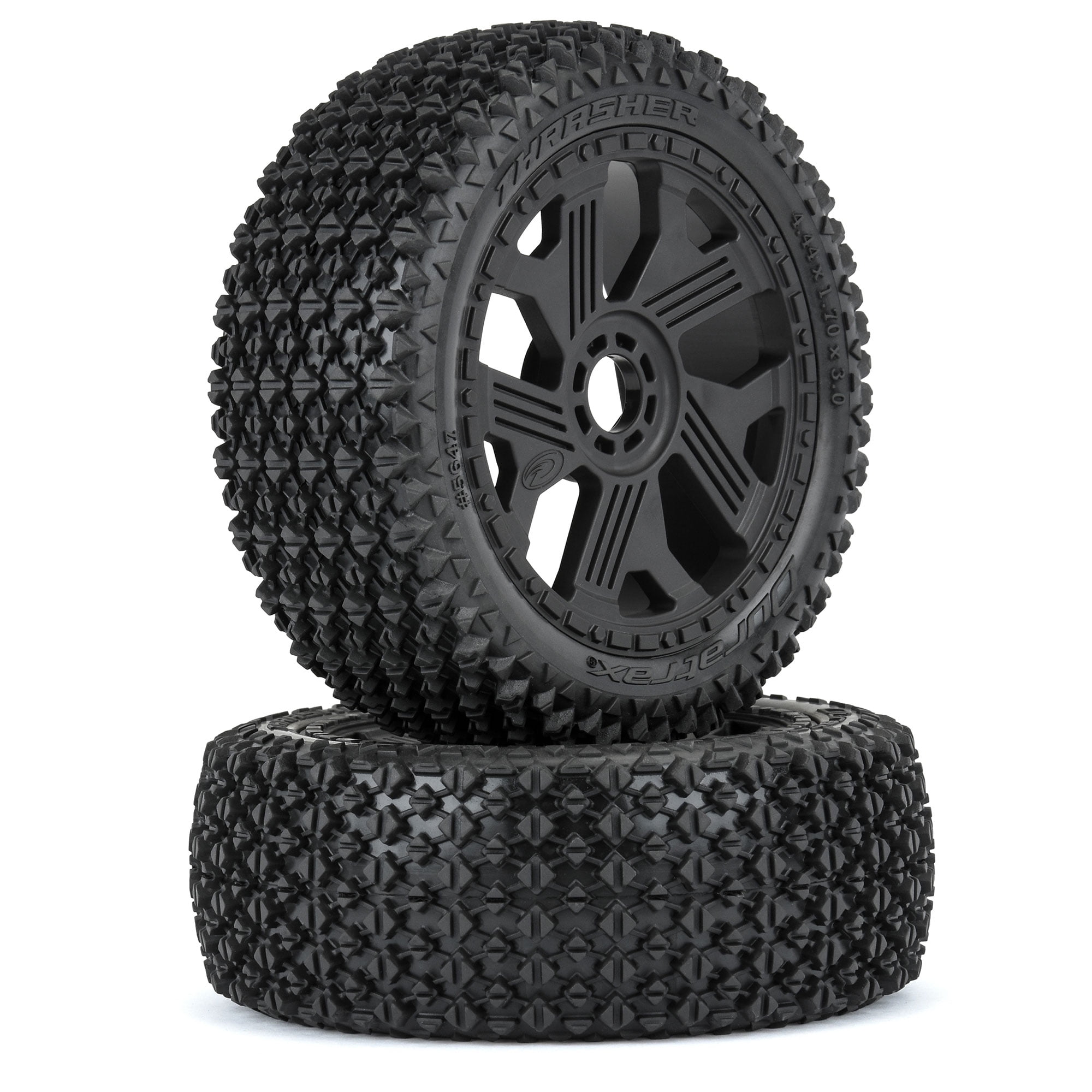 Duratrax Thrasher Off-Road 18 Buggy Tires Mounted on Black Ripper 17mm ...