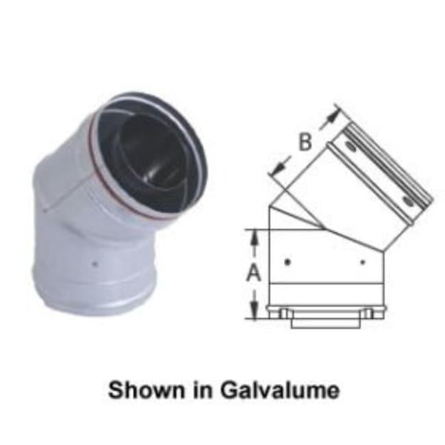 Duravent D35CVS-E45 3 x 5 in. 45 deg Elbow Concentric Vent Stainless ...