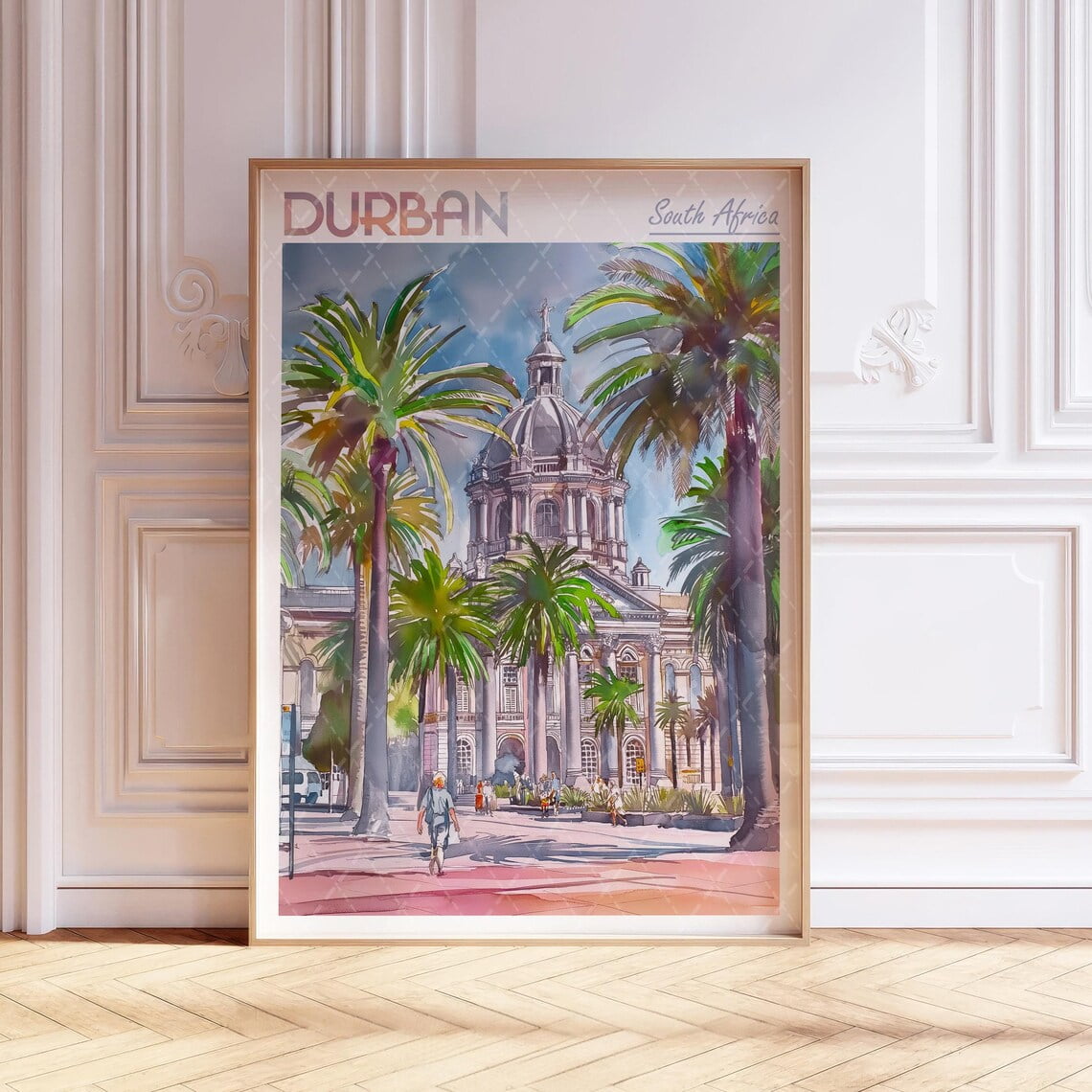 Durban City Watercolor Poster - World Cities Wall Art - South Africa ...