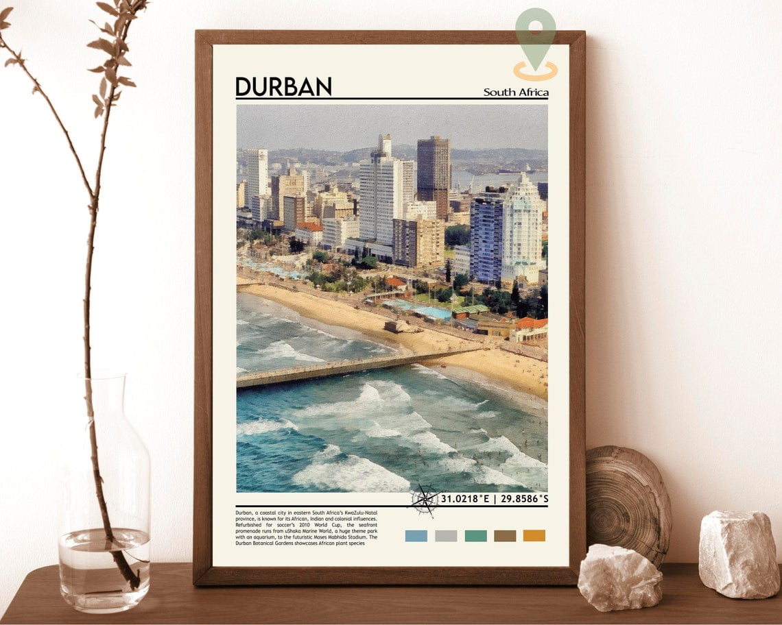 Durban Print, Durban Poster, Durban Wall Art, Durban Travel, Durban Art ...