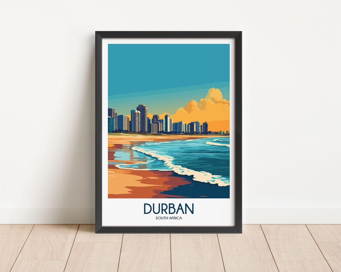 Durban South Africa Poster Scenic Coastal City Art Print, Stretched ...