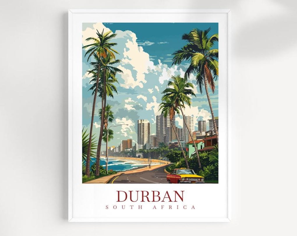 Durban Travel Print Durban Poster Wall Art South Africa Wall Hanging ...