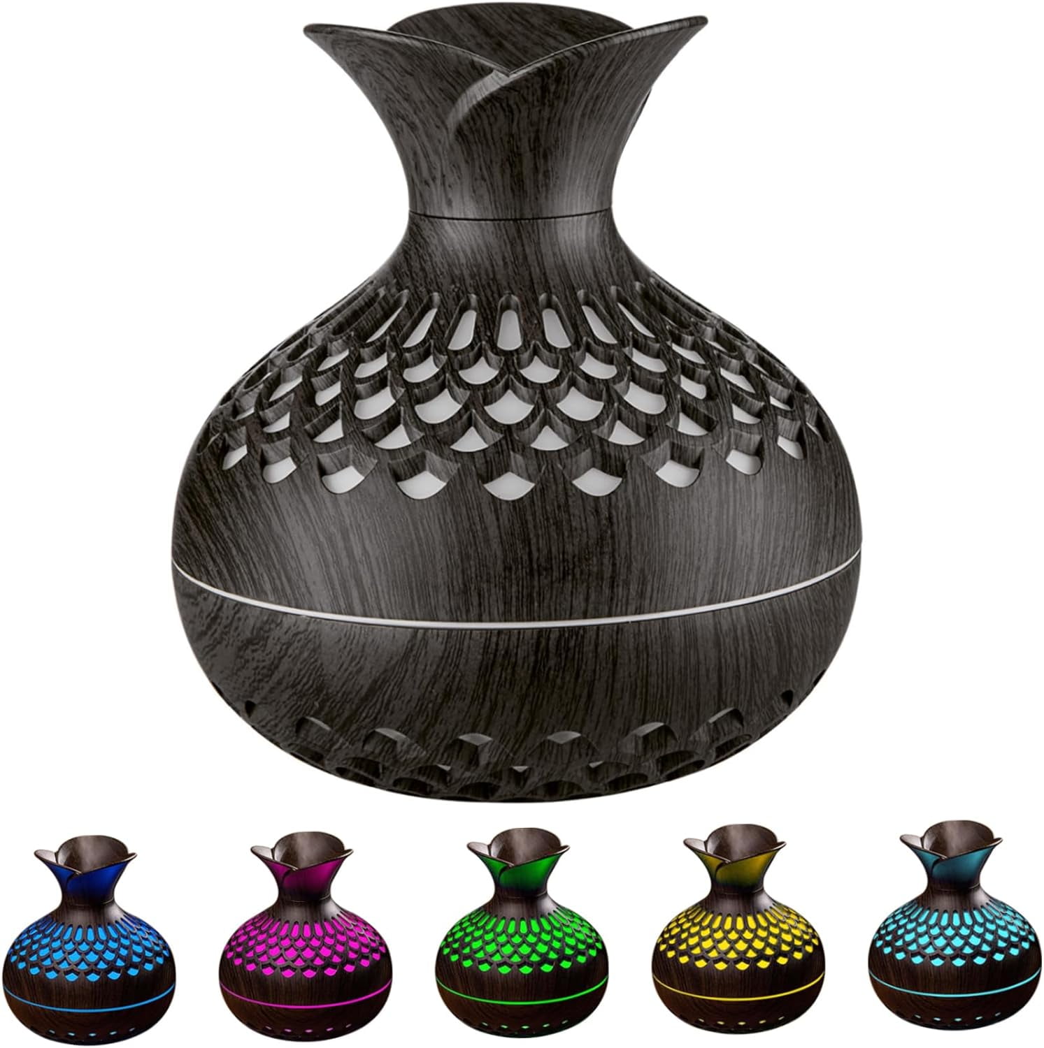 Durcord Essential Oil Diffuser, 300ml Vase Shaped Aroma Humidifier, 7 ...