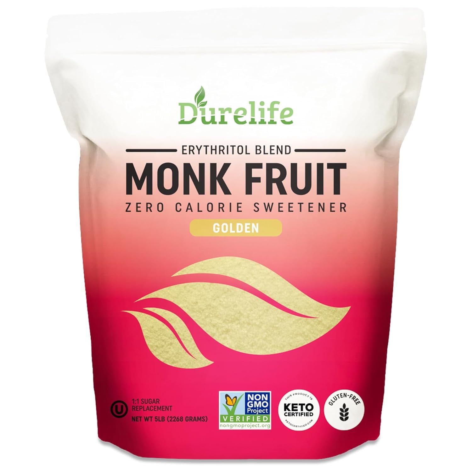 Durelife Golden Monk Fruit Sweetener, 1:1 Sugar Replacement, Keto Diet ...
