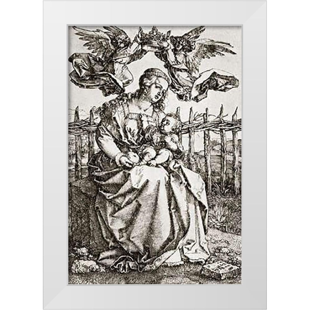 Durer, Albrecht 17x24 White Modern Wood Framed Museum Art Print Titled - The Virgin Mary Crowned ...