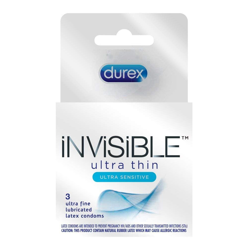 Durex Invisible Ultra Thin & Ultra Sensitive Premium Latex Condoms, 3ct ...