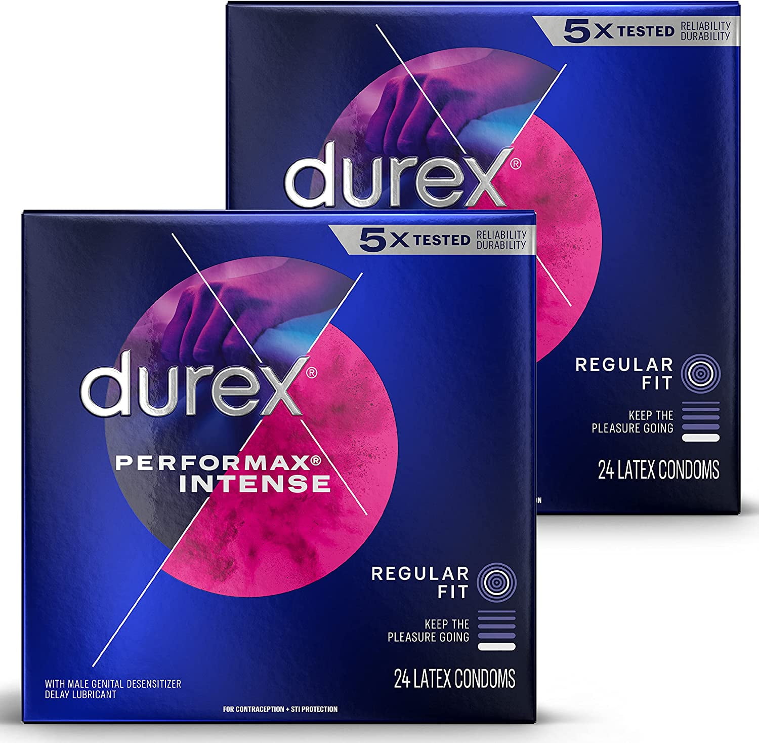 Durex Performax Intense Natural Rubber Latex Ultra Fine Ribbed Condoms ...