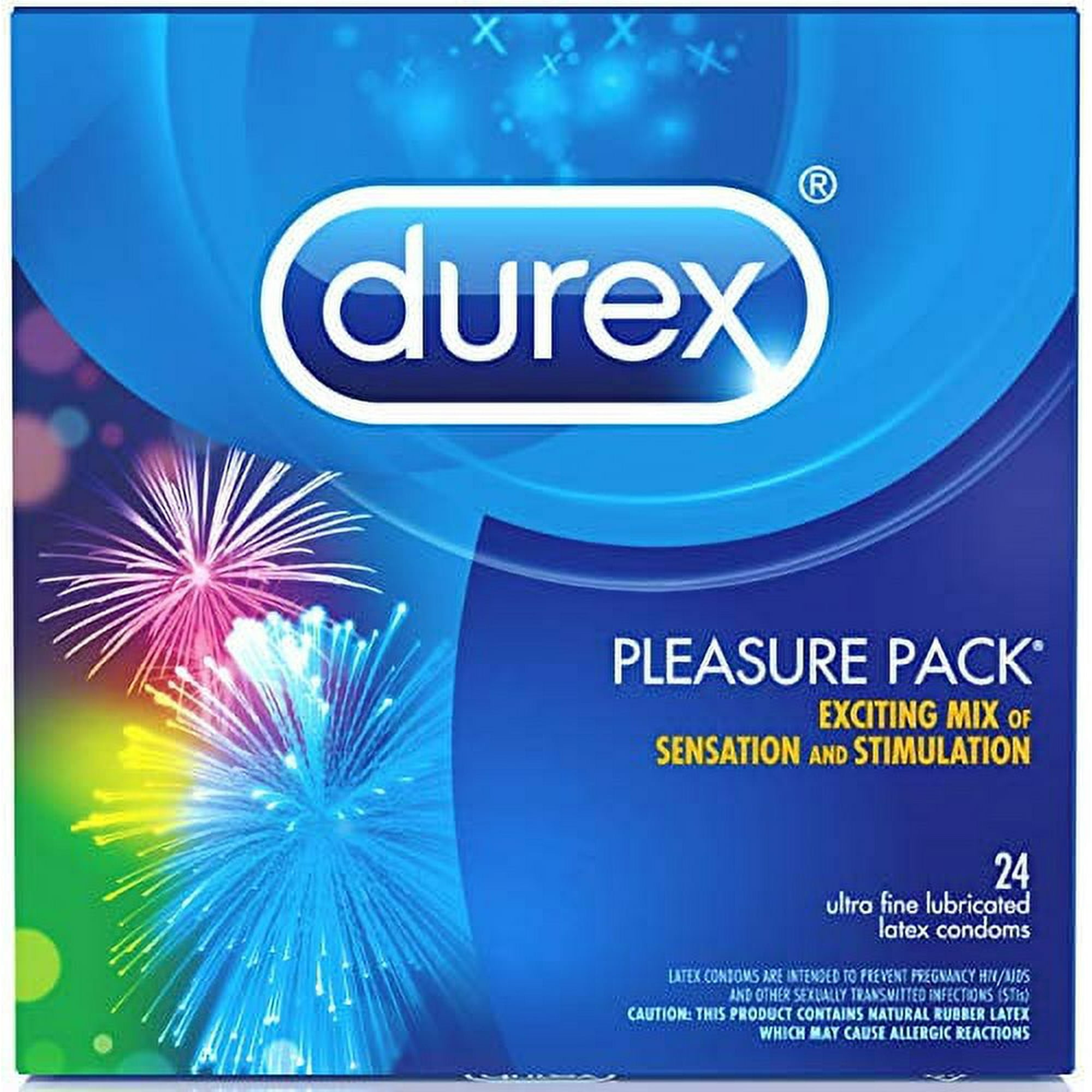 Durex Pleasure Pack Condoms 24 Count (Exciting Mix of Sensation & Stimulation) - Walmart.com