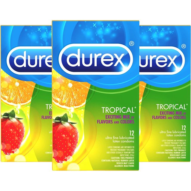 Durex Tropical Condoms, Natural Rubber Latex Condoms for Men, FSA & HSA ...