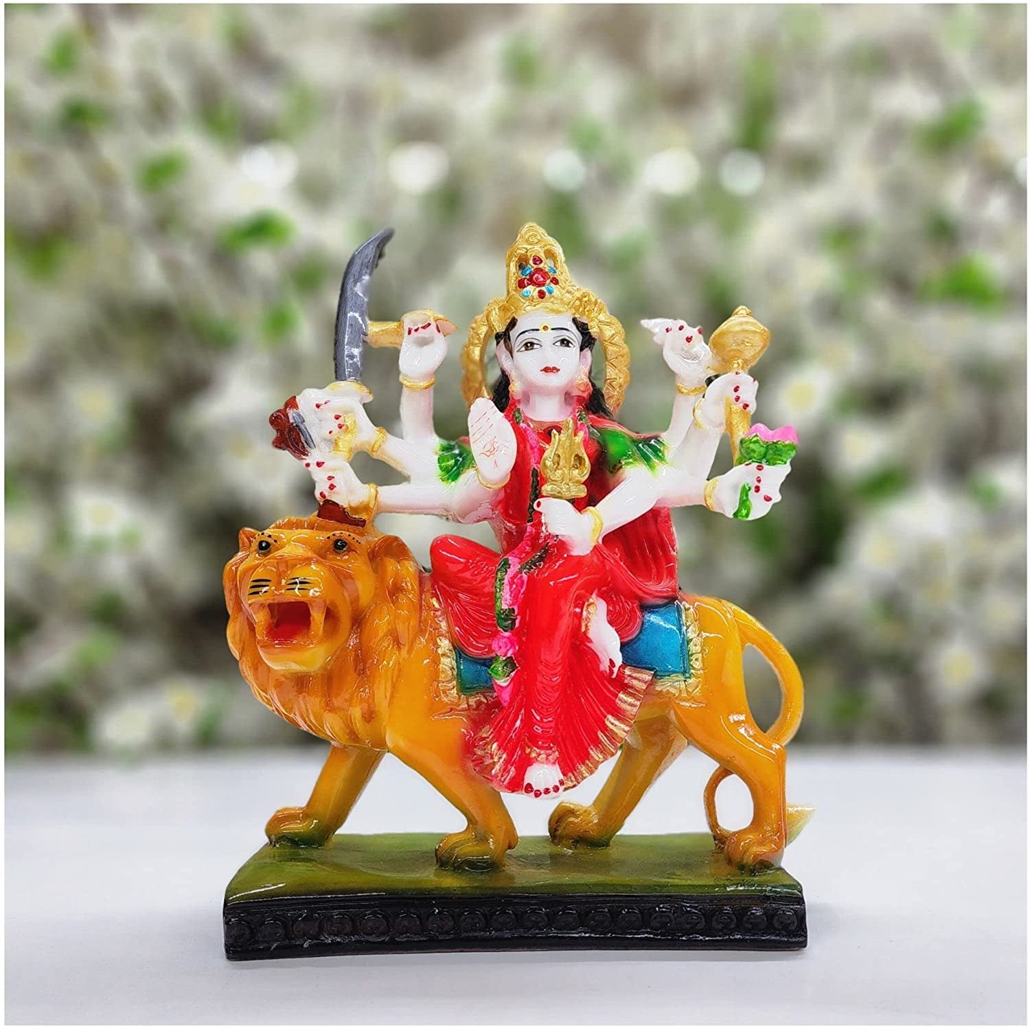 Durga Ma Statue in Marble Dust Durga Ma Sitting on Lion Goddess Durga ...