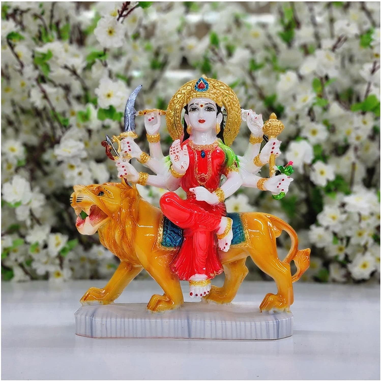 Durga Ma Statue in Resin Durga Ma Sitting On Lion Hindu Goddess Statue ...