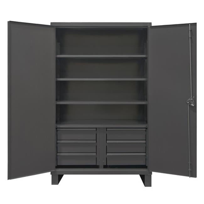 Durham 12 Gauge Recessed Door Style Lockable 1 Shelf & 3 Adjustable Shelves Drawer Cabinet ...