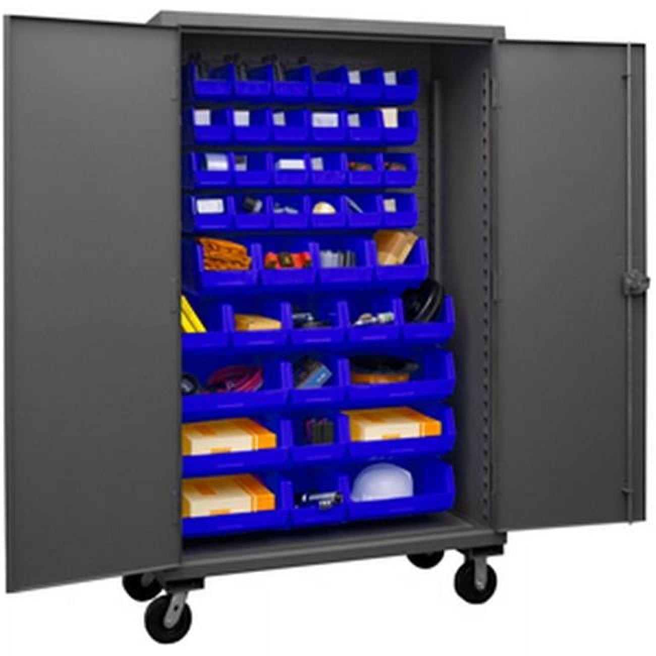 Durham 12 Gauge Recessed Door Style Lockable Mobile Cabinet with 42 ...