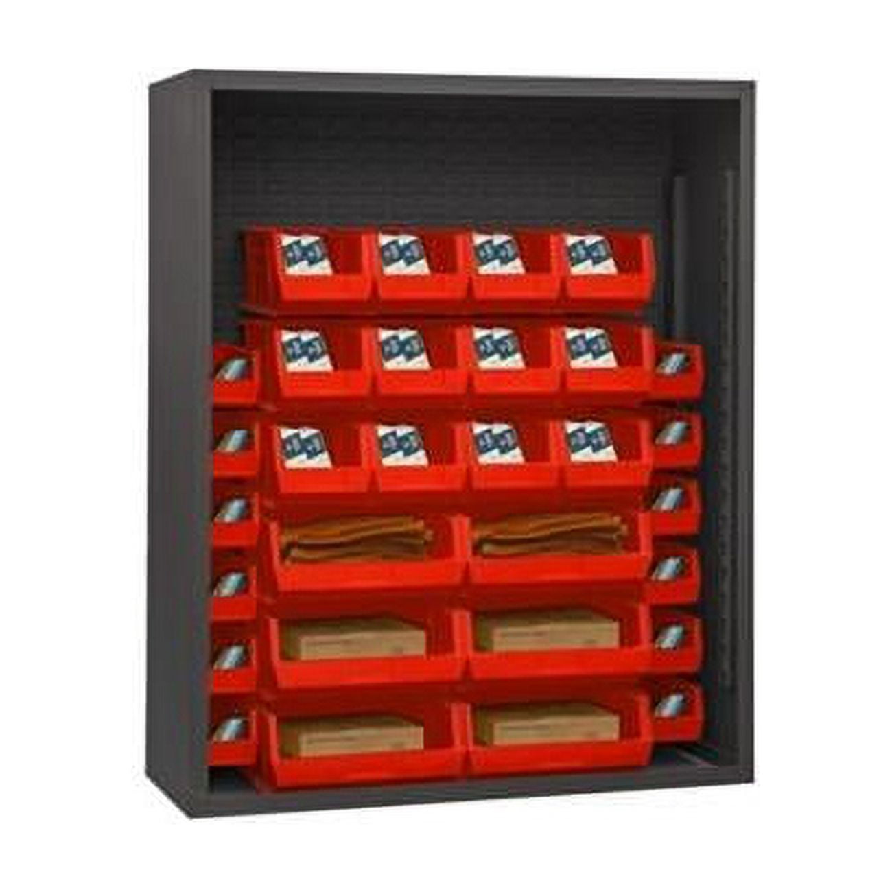 Durham 12 Guage Enclosed Shelving with 30 Red Hook on Bins - Gray - 48 ...